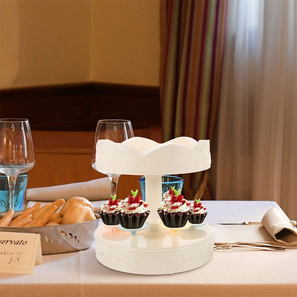 FONDOTIN Automatic Rotating Dessert Table Carousel Cupcake Holder ...