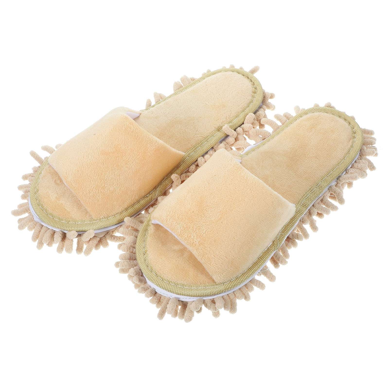 FONDOTIN Beige Mop Slippers for Indoor Floor Cleaning with Chenille ...