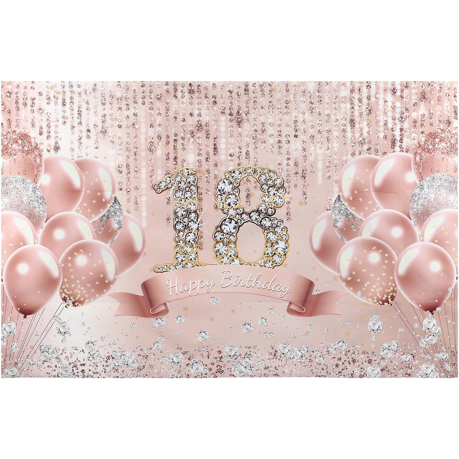 FONDOTIN Birthday Backdrop Cloth Rose Balloon Decor 18 Party - Walmart.com
