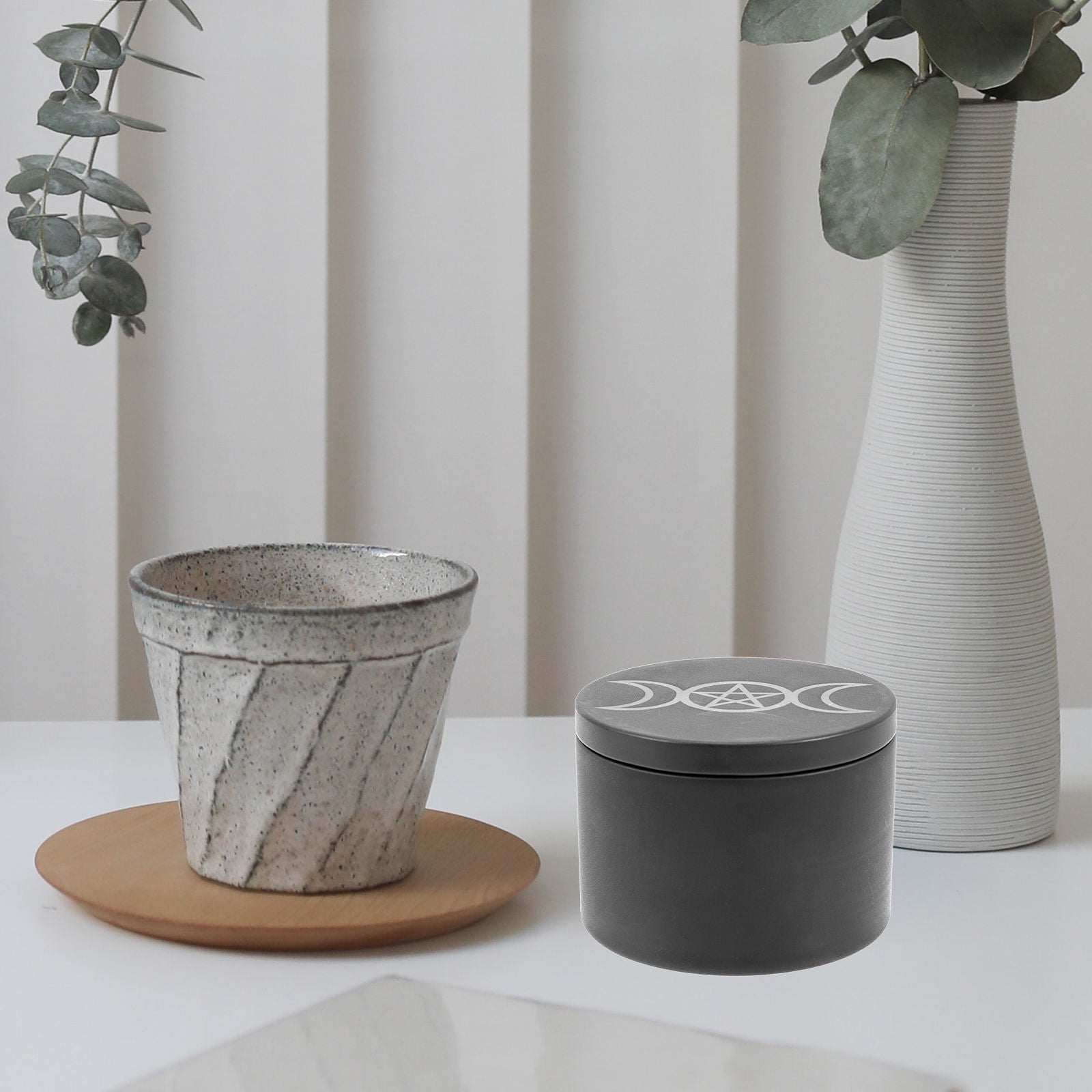 FONDOTIN Tinplate Boxes Tinplate Round Container Black 1Pcs Storage Jar ...