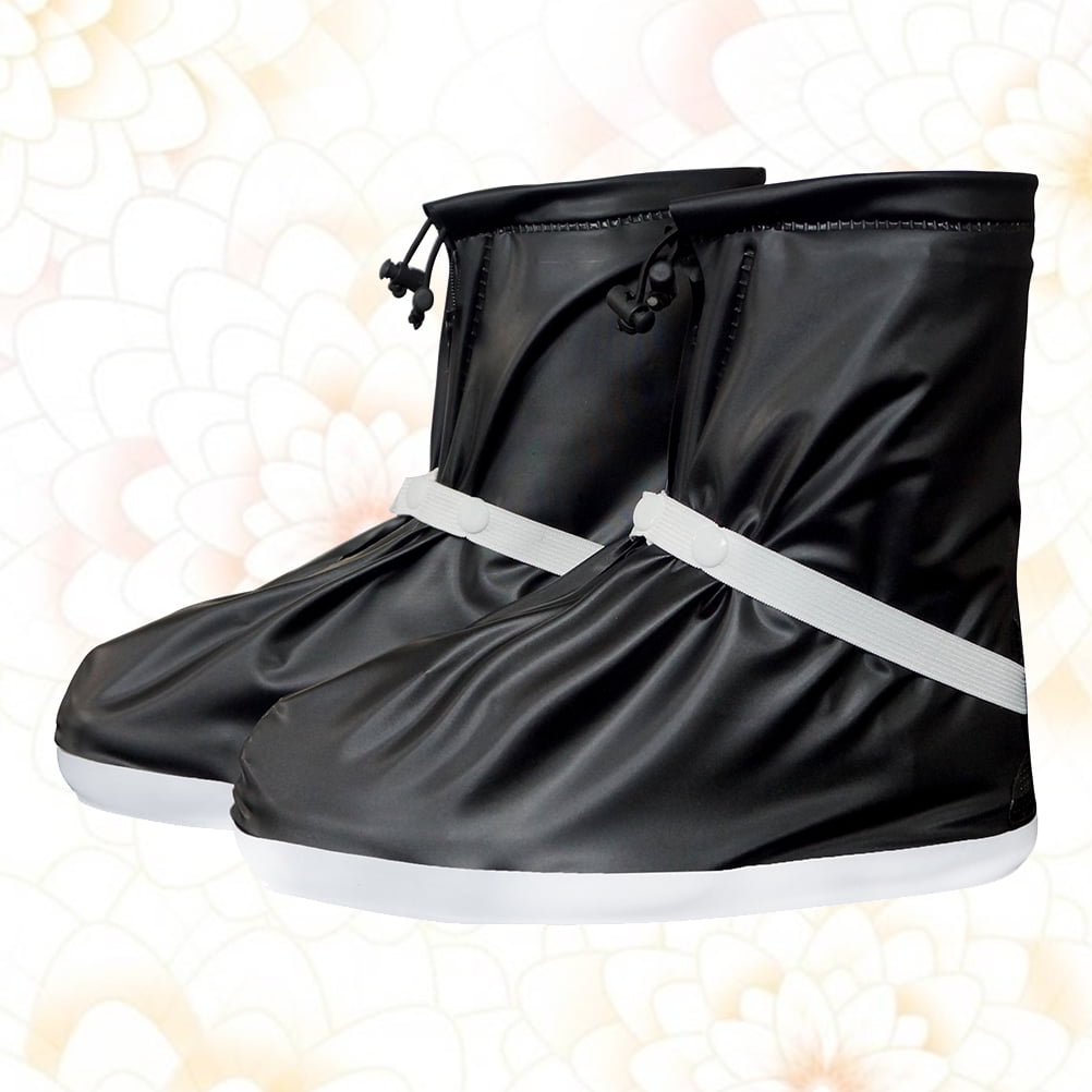 FONDOTIN Black Rainproof Pvc Shoe Covers for Adults on Rainy Pair 11 ...