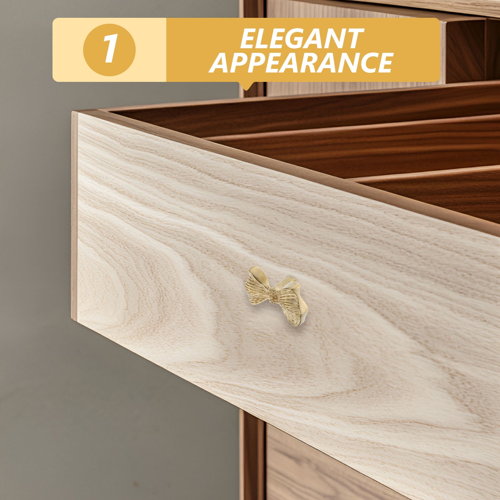 FONDOTIN Bow Drawer Dresser Handle Copper Cabinet Knob Decorative Door ...