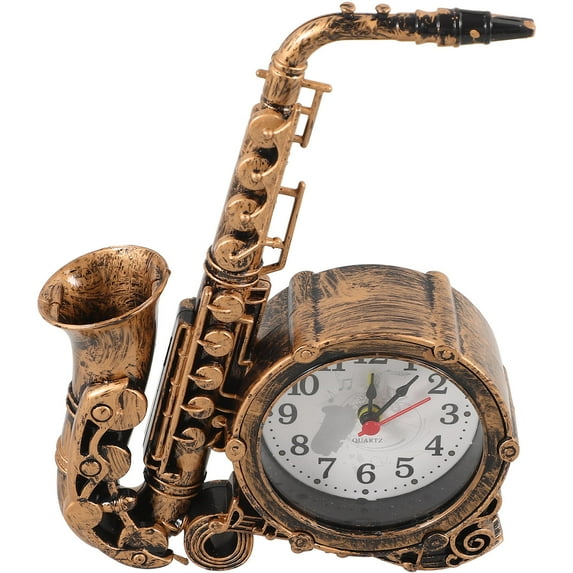 FONDOTIN Boys Room Vintage Clock Mute Clock Saxophone Shaped Tabletop ...