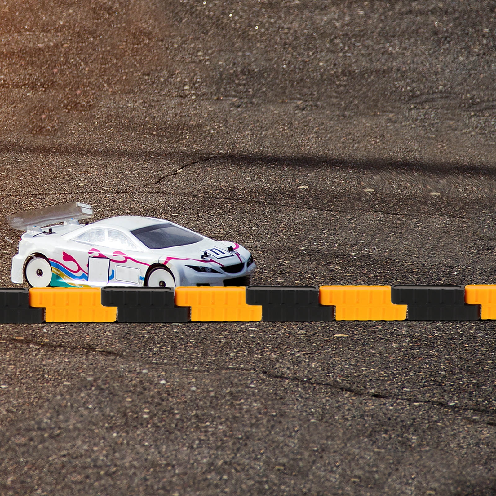 FONDOTIN Car Racing Track Road Barrier 16Pcs Yellow Black Plastic ...