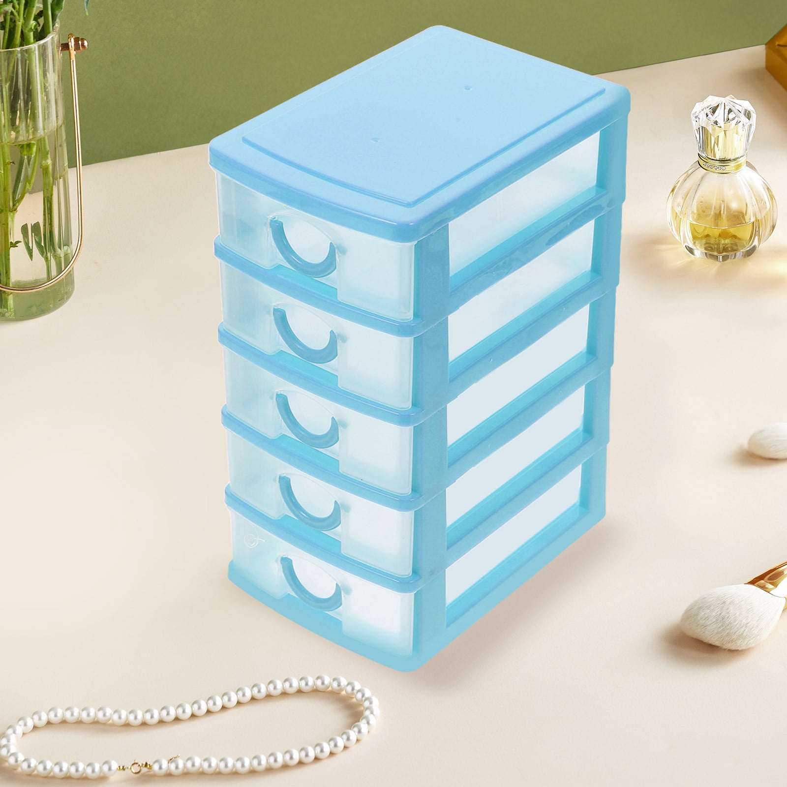 FONDOTIN Clear Drawer Organizers Stackable 5 Layers Desktop Storage ...