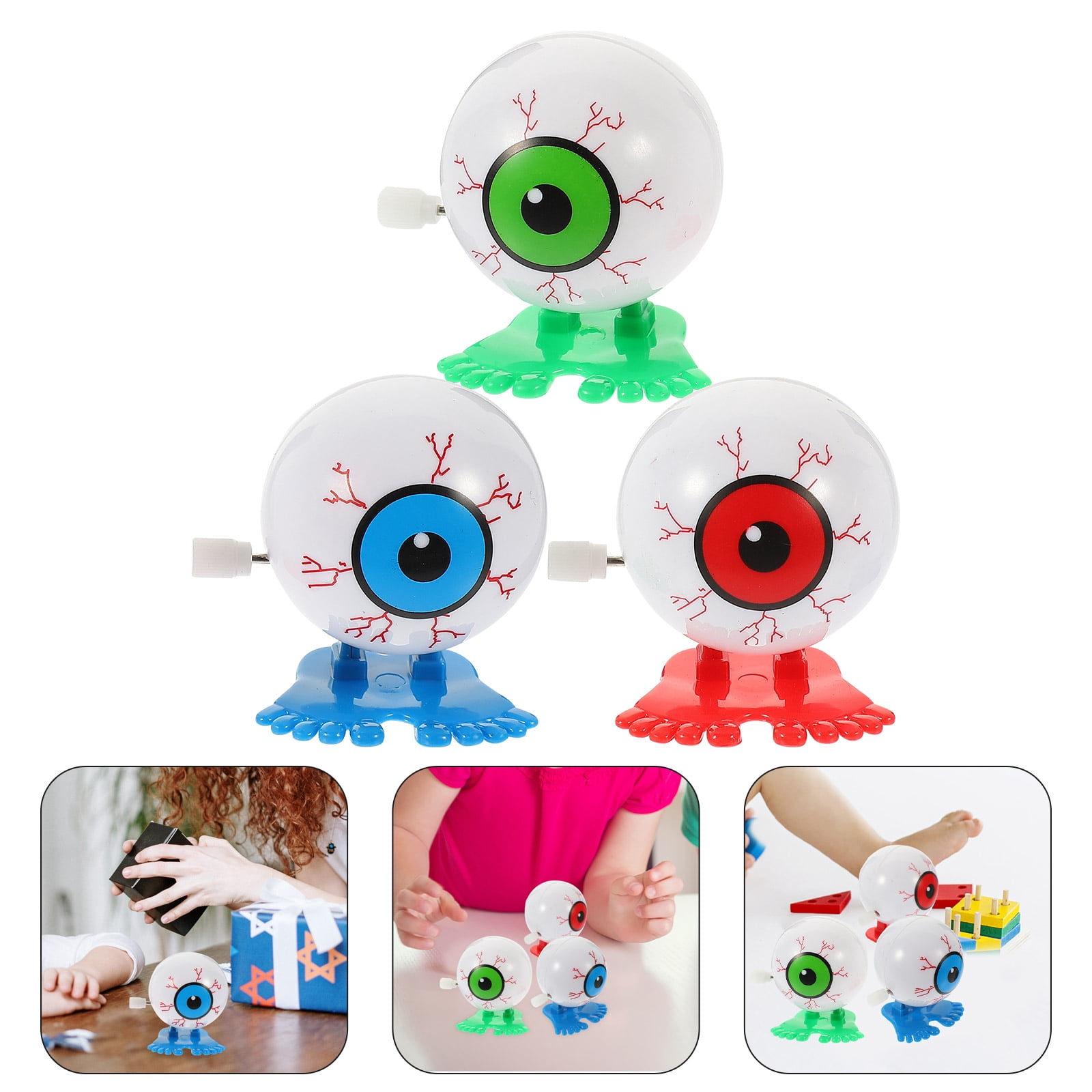 FONDOTIN Cartoon Children Clockwork Toy Eyeballs Shaped Toys Green 3Pcs ...