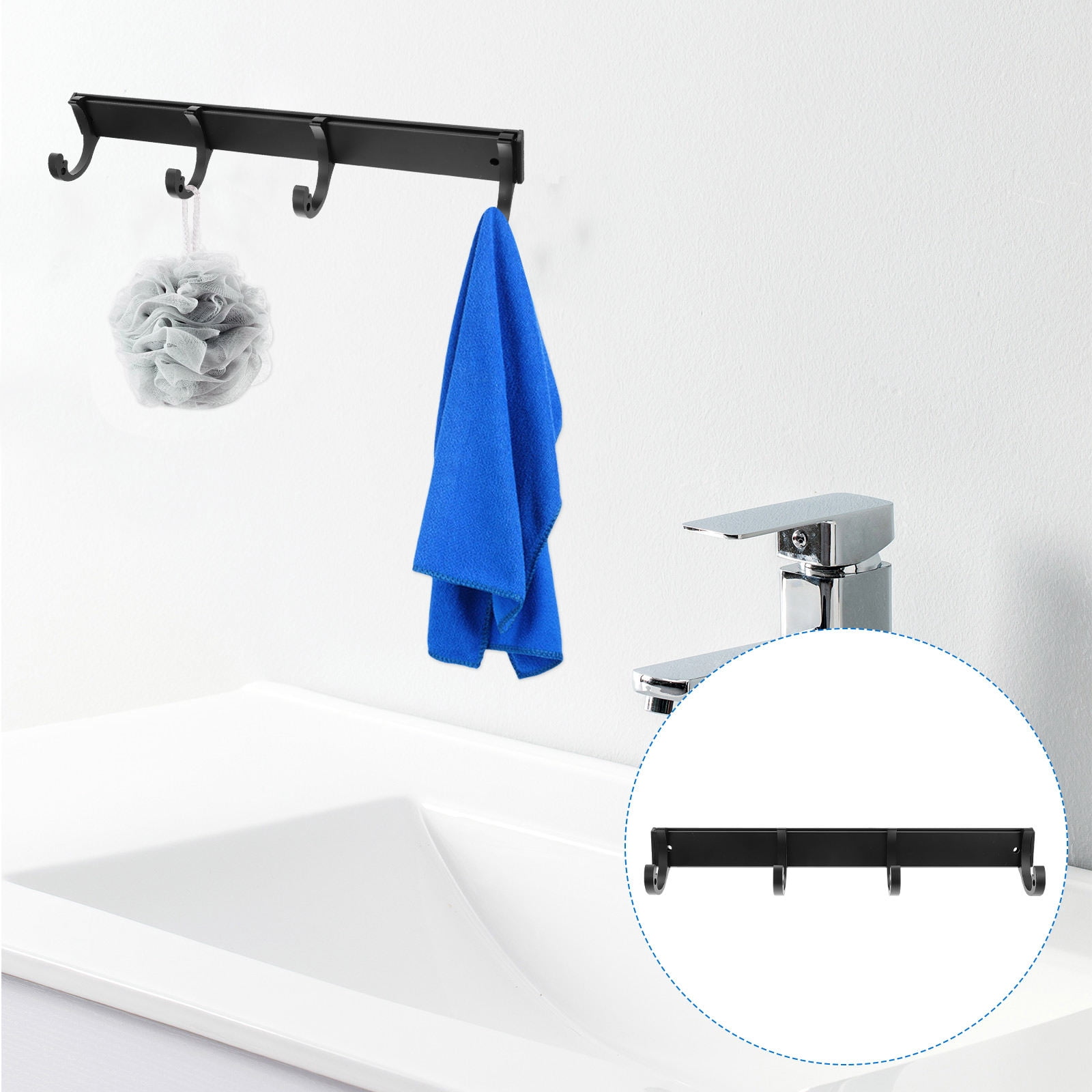 FONDOTIN Jacket Hooks Modern Bathroom Coat Hanger Black Space Aluminum ...
