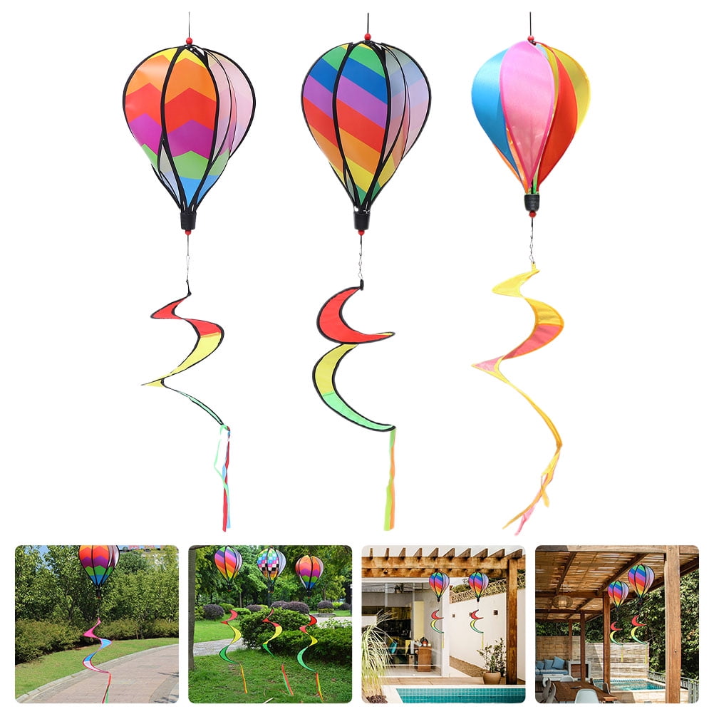 FONDOTIN Colorful Plastic Hot Air Balloon Windmill Decor for Outdoor ...