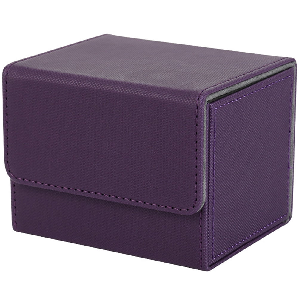 FONDOTIN Durable Purple PU Card Decks Storage Box with Smooth Lining ...