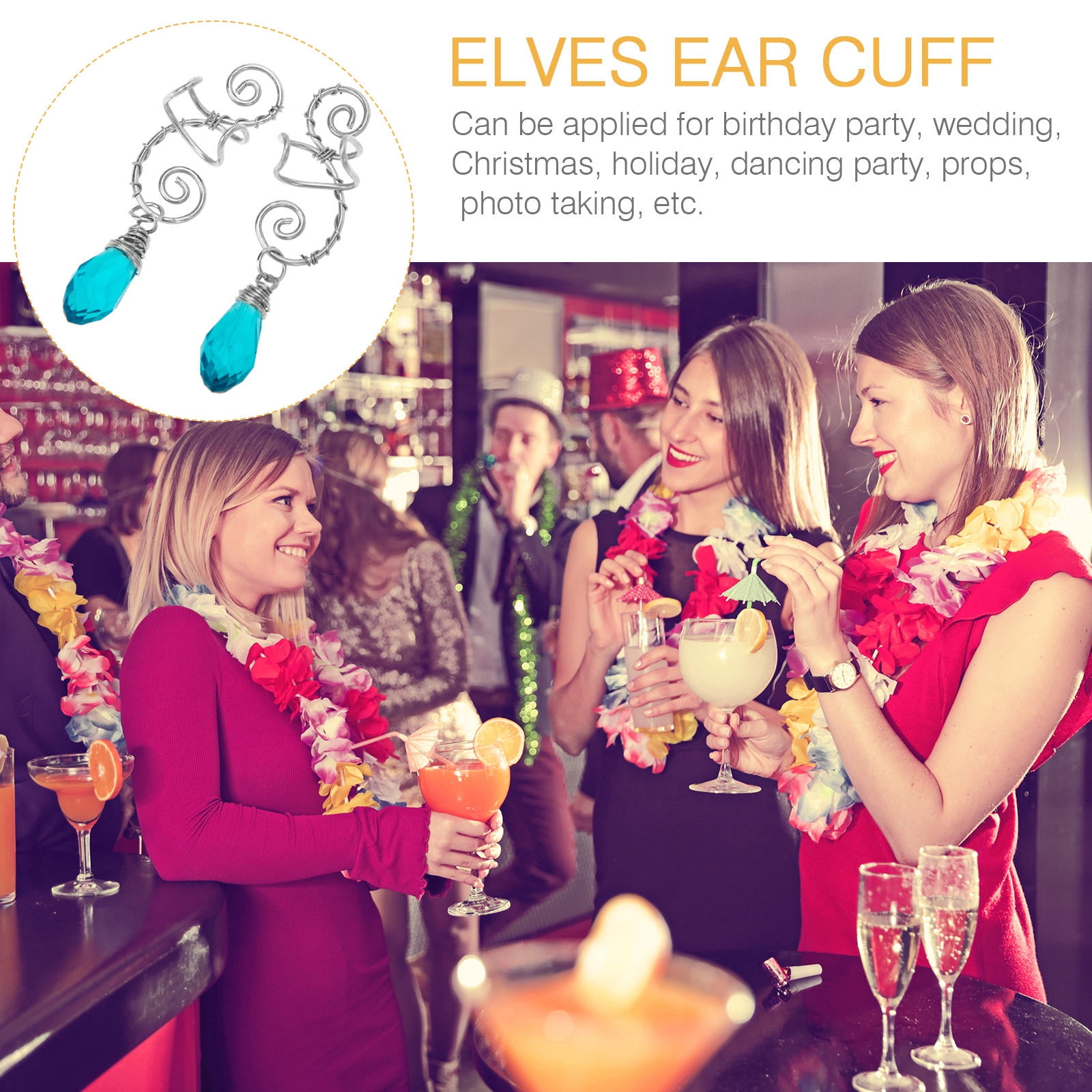 FONDOTIN Ear Cuffs Non Piercing Silver Girly Elf Earrings Clip Retro ...