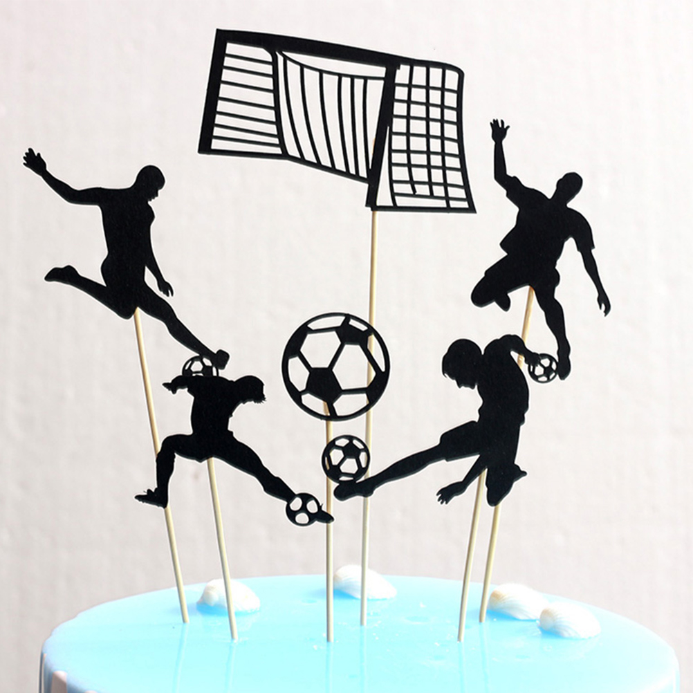FONDOTIN Football Player Shape Cake Toppers 36Pcs Black Paper Sports ...