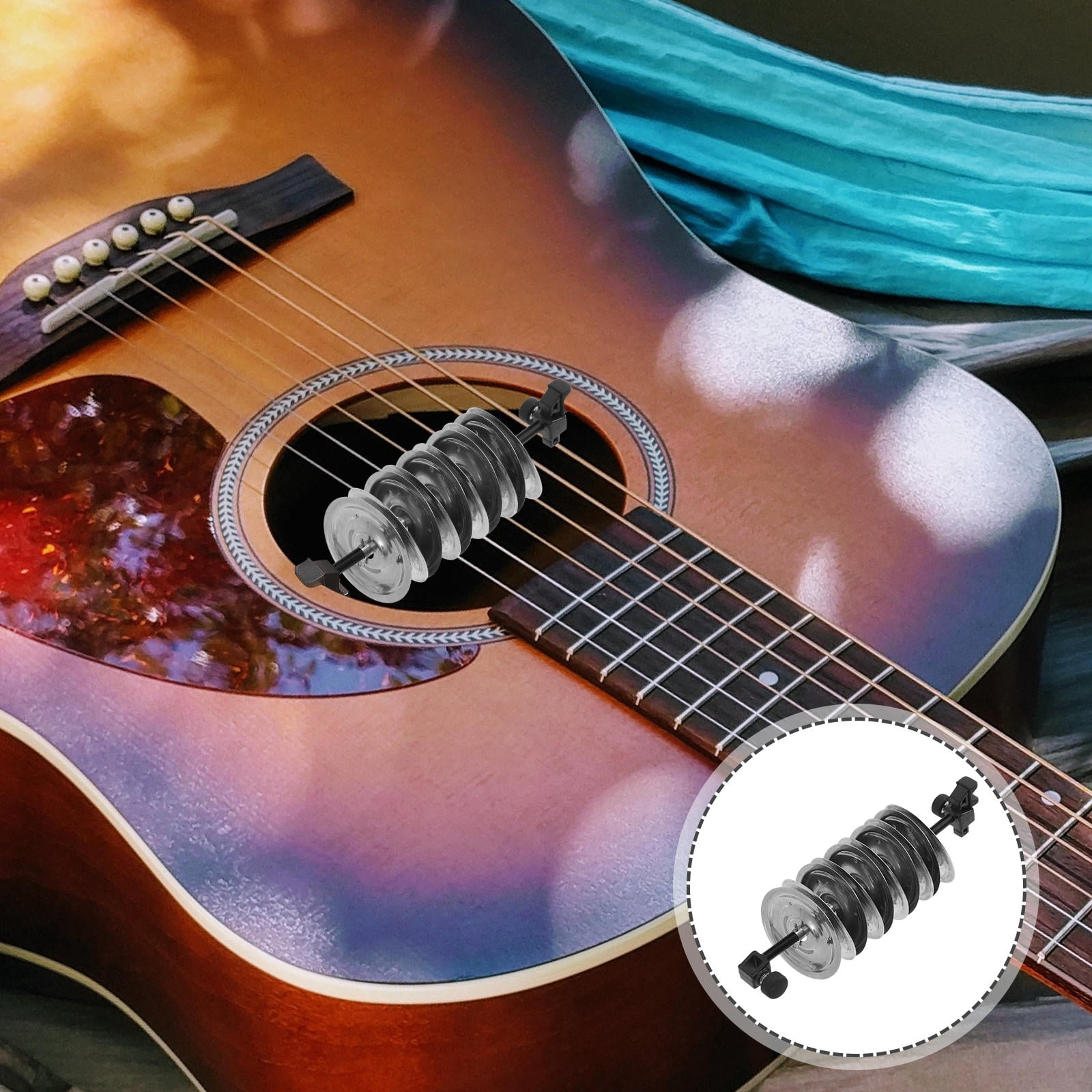 FONDOTIN Guitar Sound Hole Cover Bell 1Pack Silver Metal Bell for ...