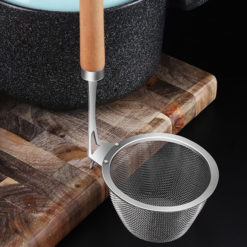FONDOTIN Stainless Steel Mesh Strainer with Wooden Handle for Kitchen ...