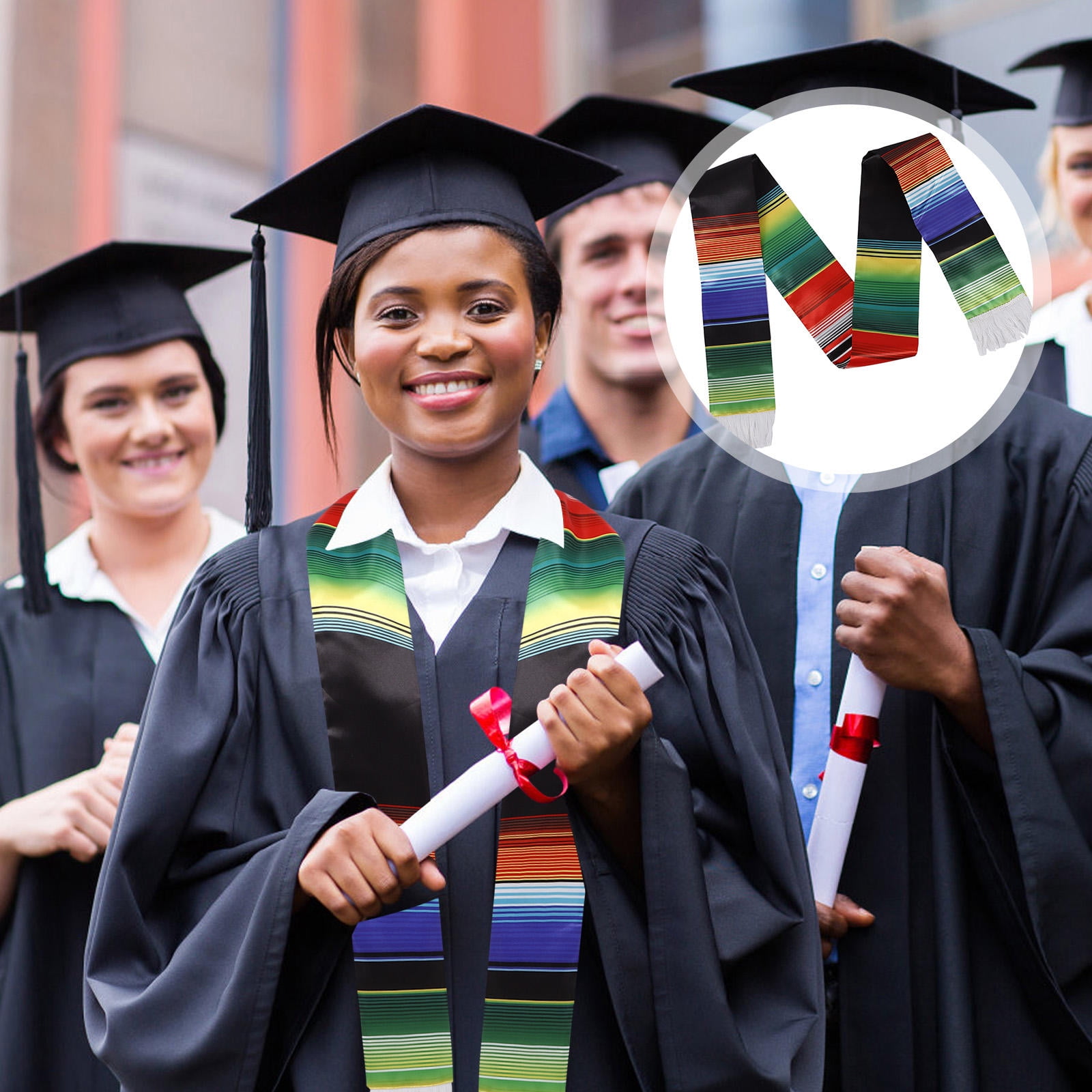 FONDOTIN Hispanic Graduation Sash 1Pack Multi Colored Cloth Long Ribbon ...