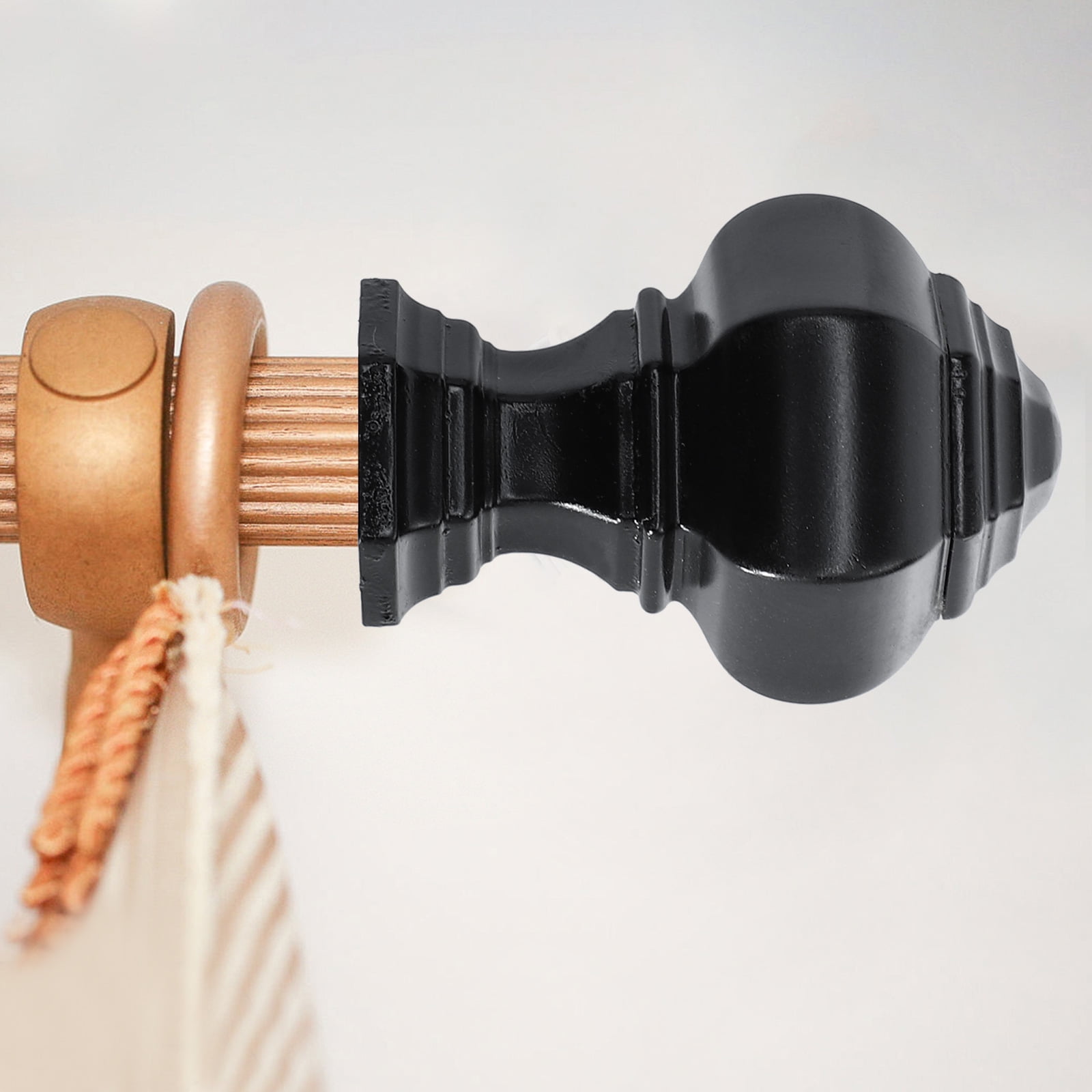 FONDOTIN Interior Designers 2Pcs Curtain Rod Caps Black ABS 1.4x1.5in ...