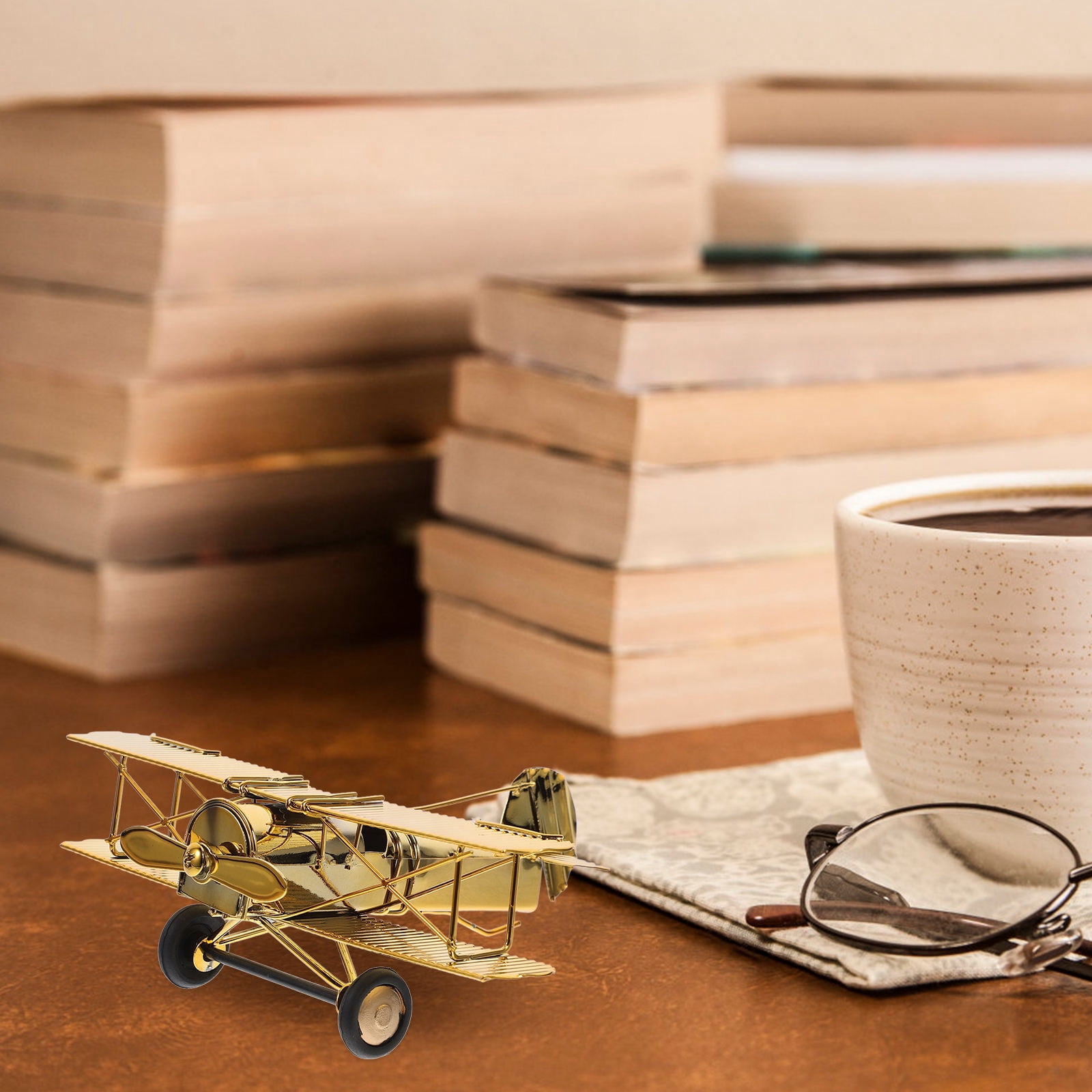 FONDOTIN Biplane Model Golden 1Pack 6.3X5.3X2.4In Metal Aircraft ...