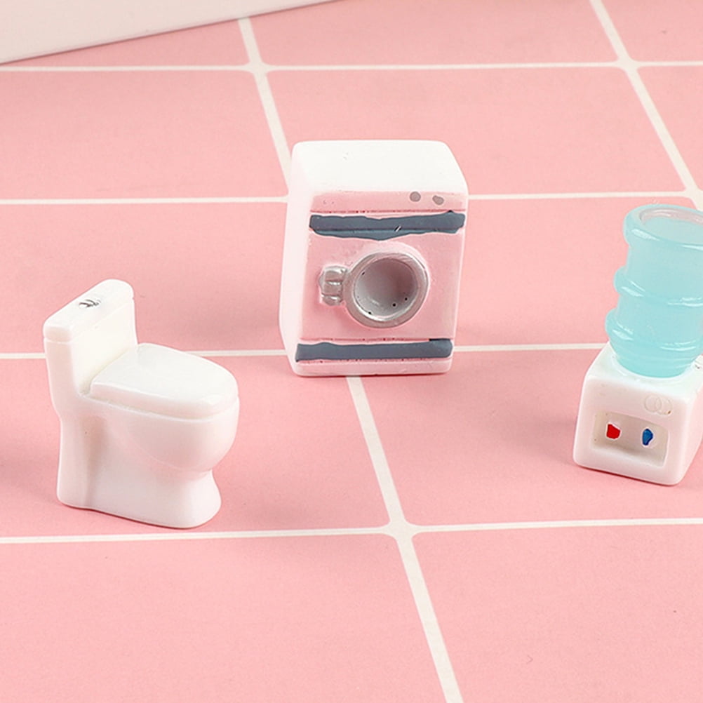 FONDOTIN Miniature Toilet Dollhouse Supplies 2.95X1.35X1.35in Resin ...