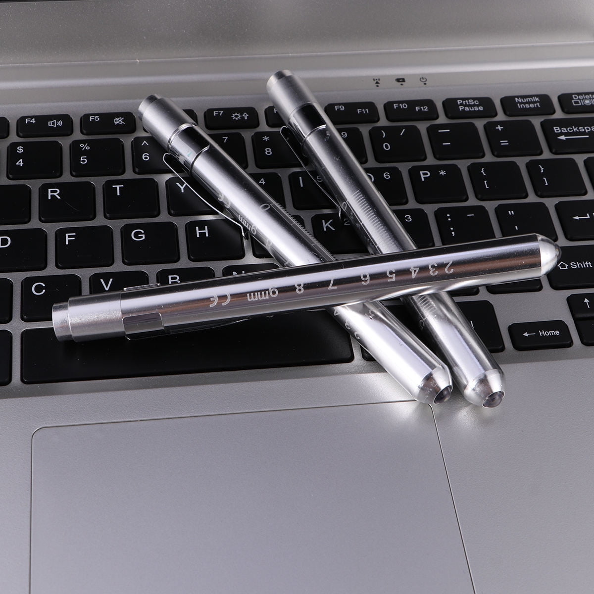 FONDOTIN Nurse Light for Badge 2Pack with Pupil Gauge and On Off Button Silver 13.5Cm X 1Cm ...