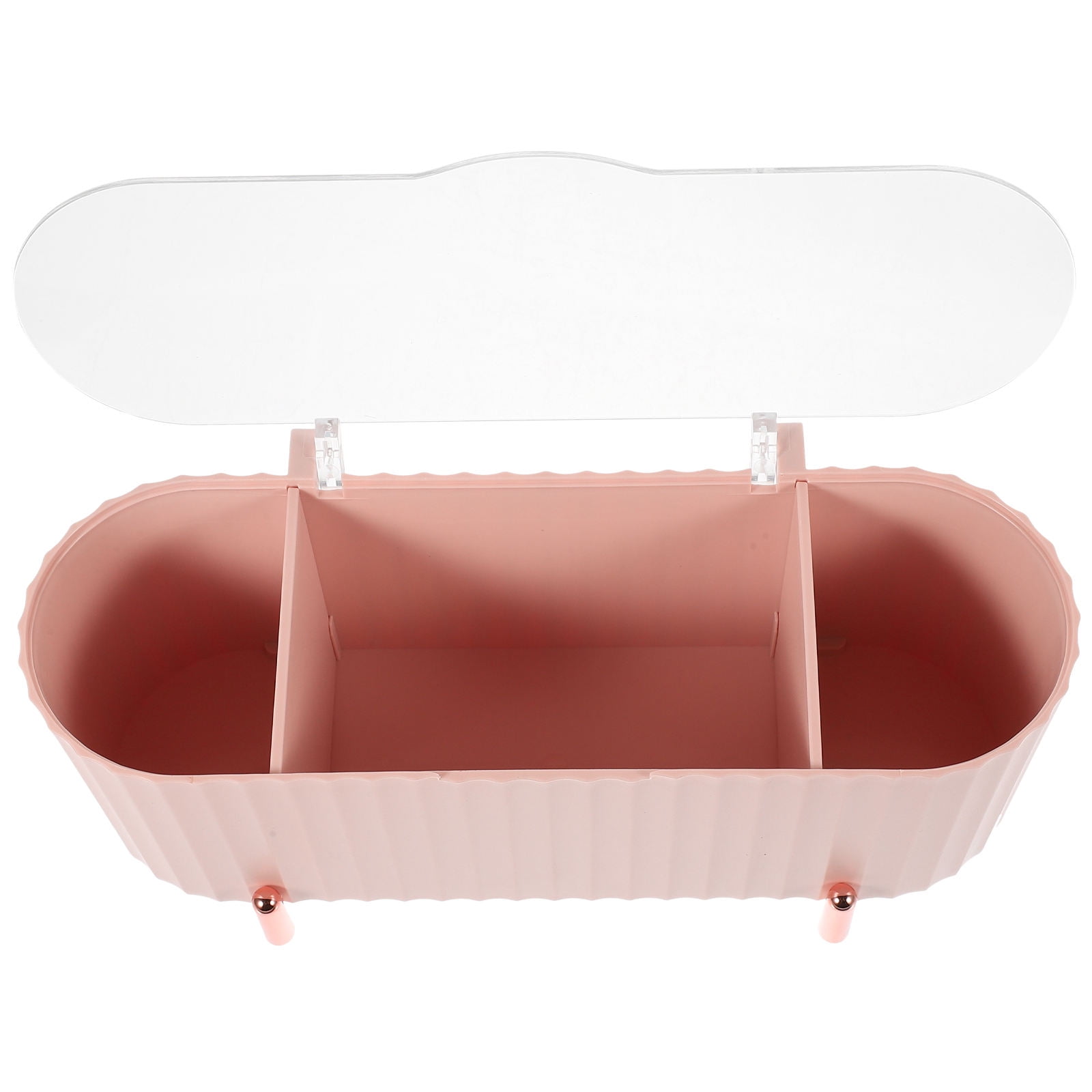 FONDOTIN Pink Cosmetic Storage Box for Bathroom Countertop with Lid ...