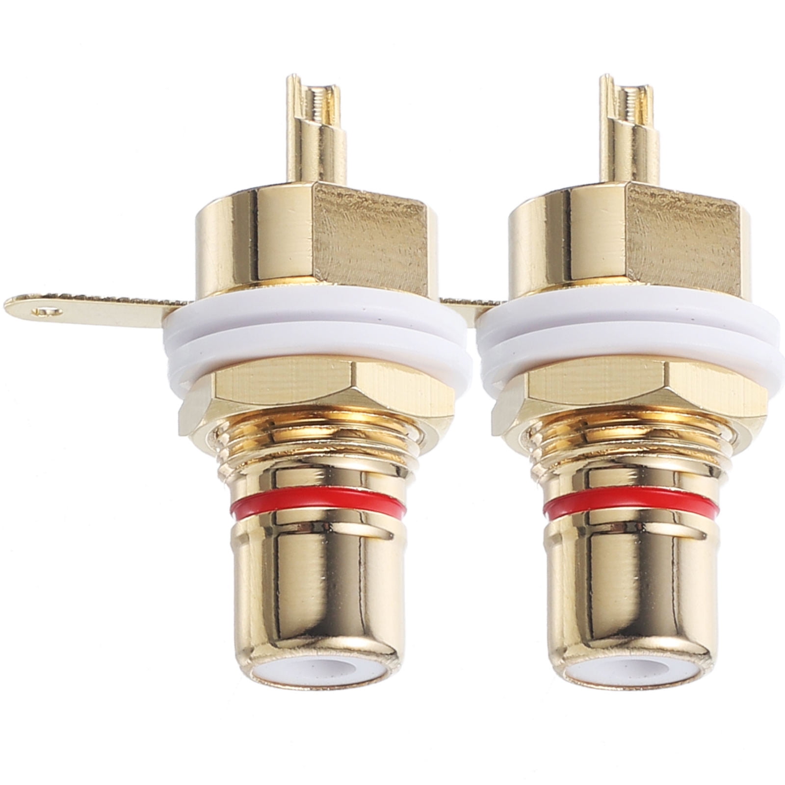 FONDOTIN RCA Female Socket Connectors for Speakers Pure Copper Red 2 ...