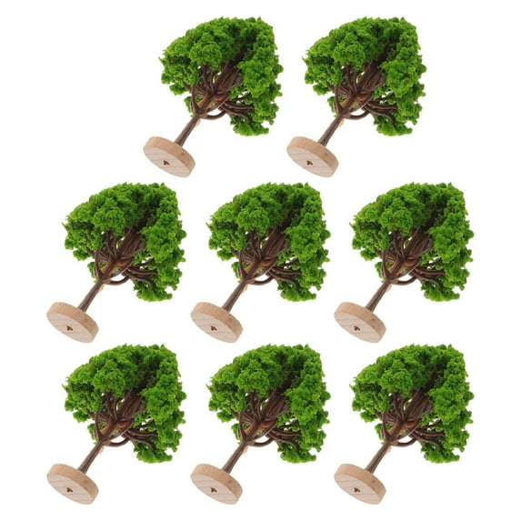 FONDOTIN Realistic Mini Model Trees with Base for Decor Green Plastic ...
