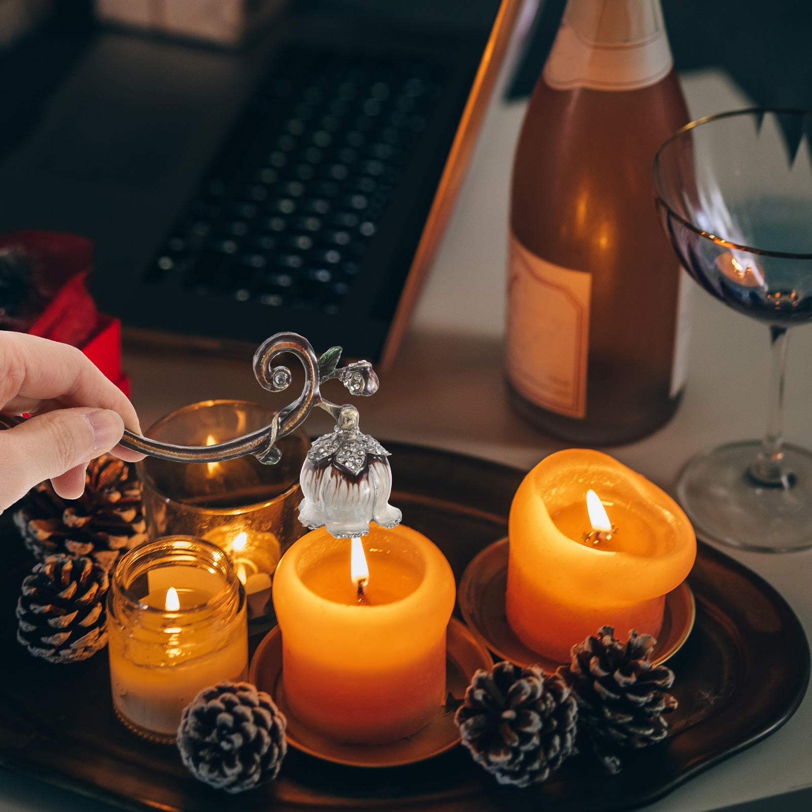 FONDOTIN Retro Candle Extinguishing Tool Metal Candle Snuffer for Wick ...