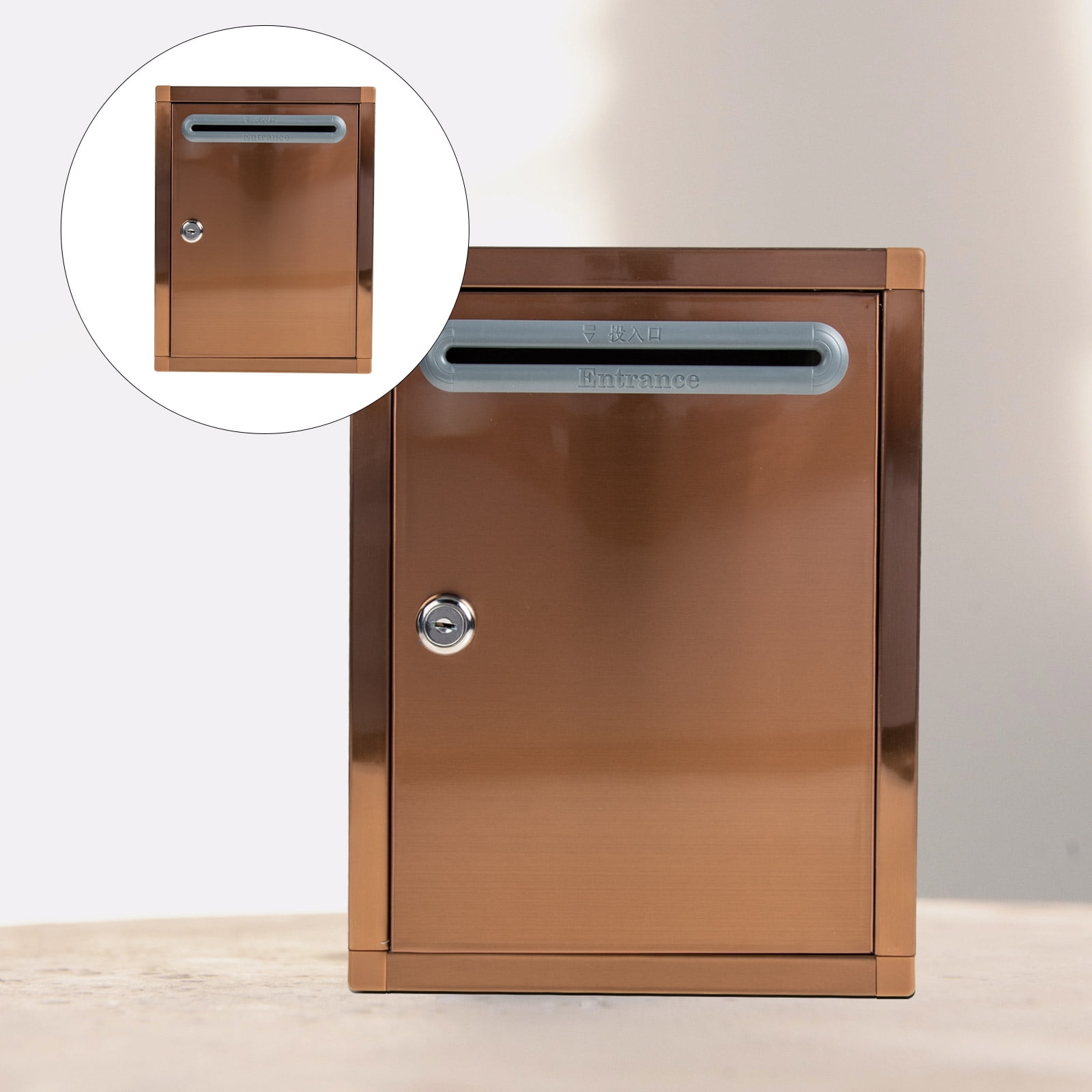 FONDOTIN Rose Gold Stainless Steel Lockable Complaint Box for Public ...