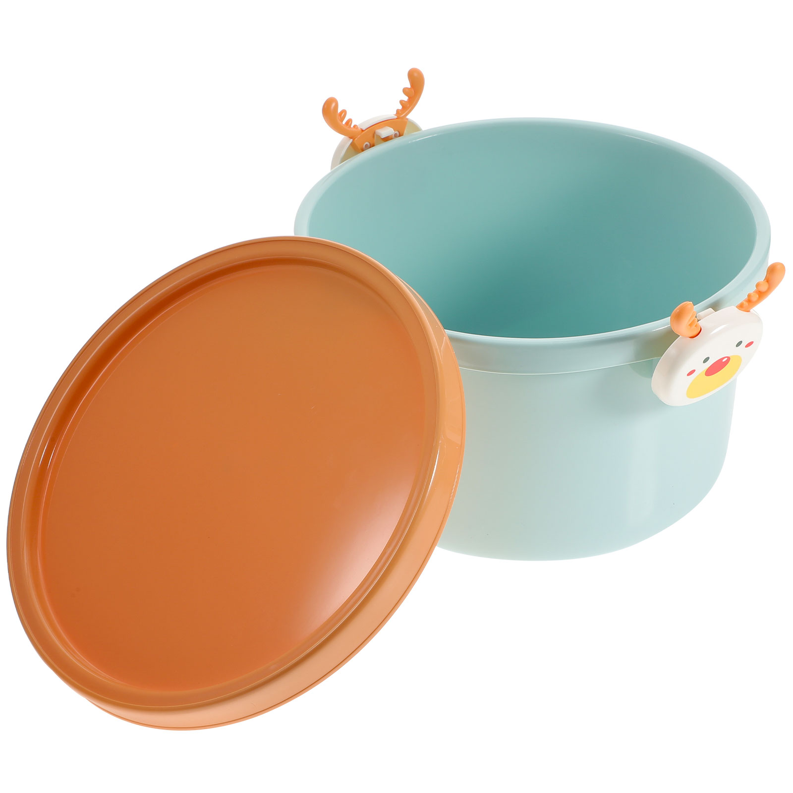 FONDOTIN Sky Blue Plastic Toy Storage Bucket with Lid Durable Organizer ...