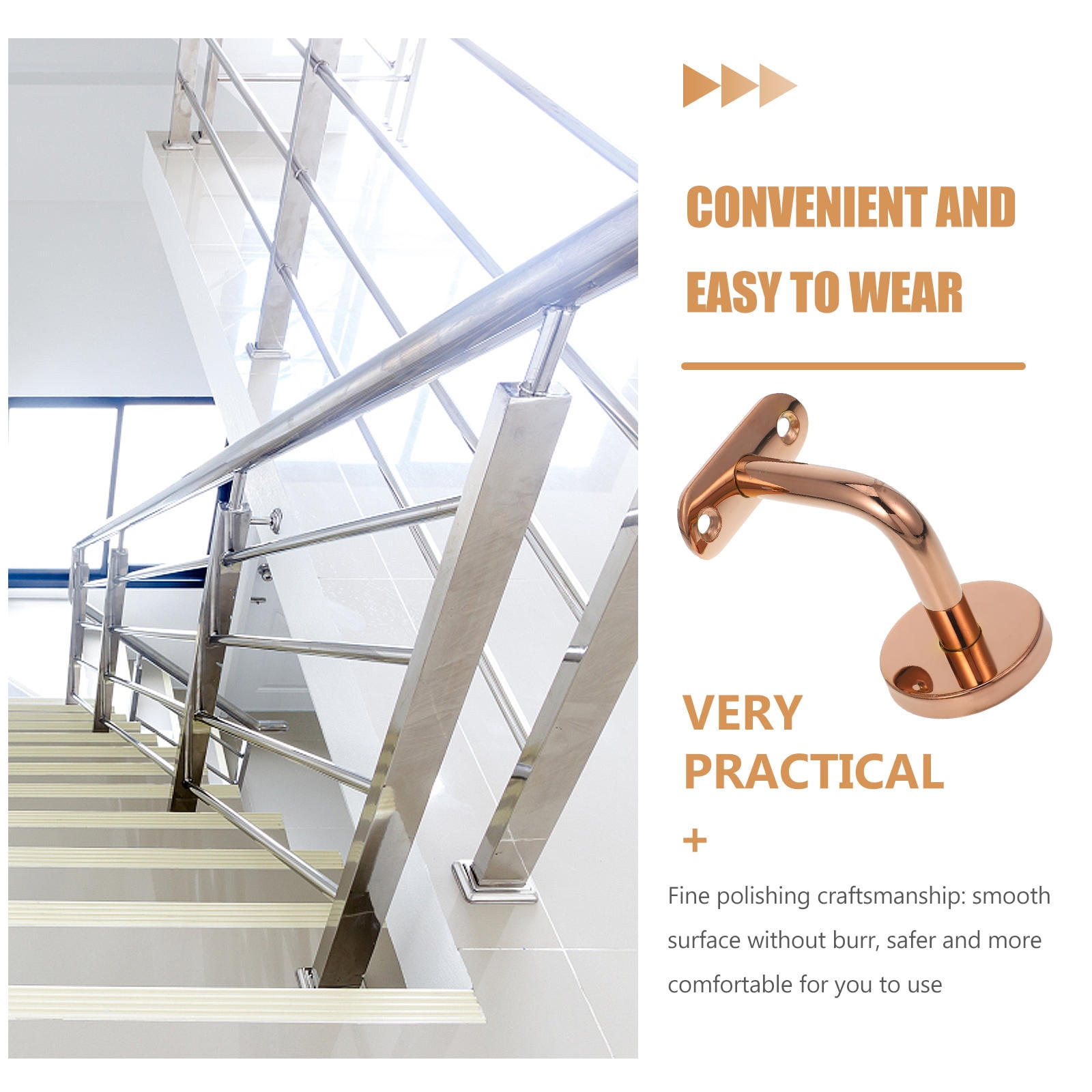 FONDOTIN Stainless Steel Handrail Brackets For Indoor Stairs Heavy Duty ...