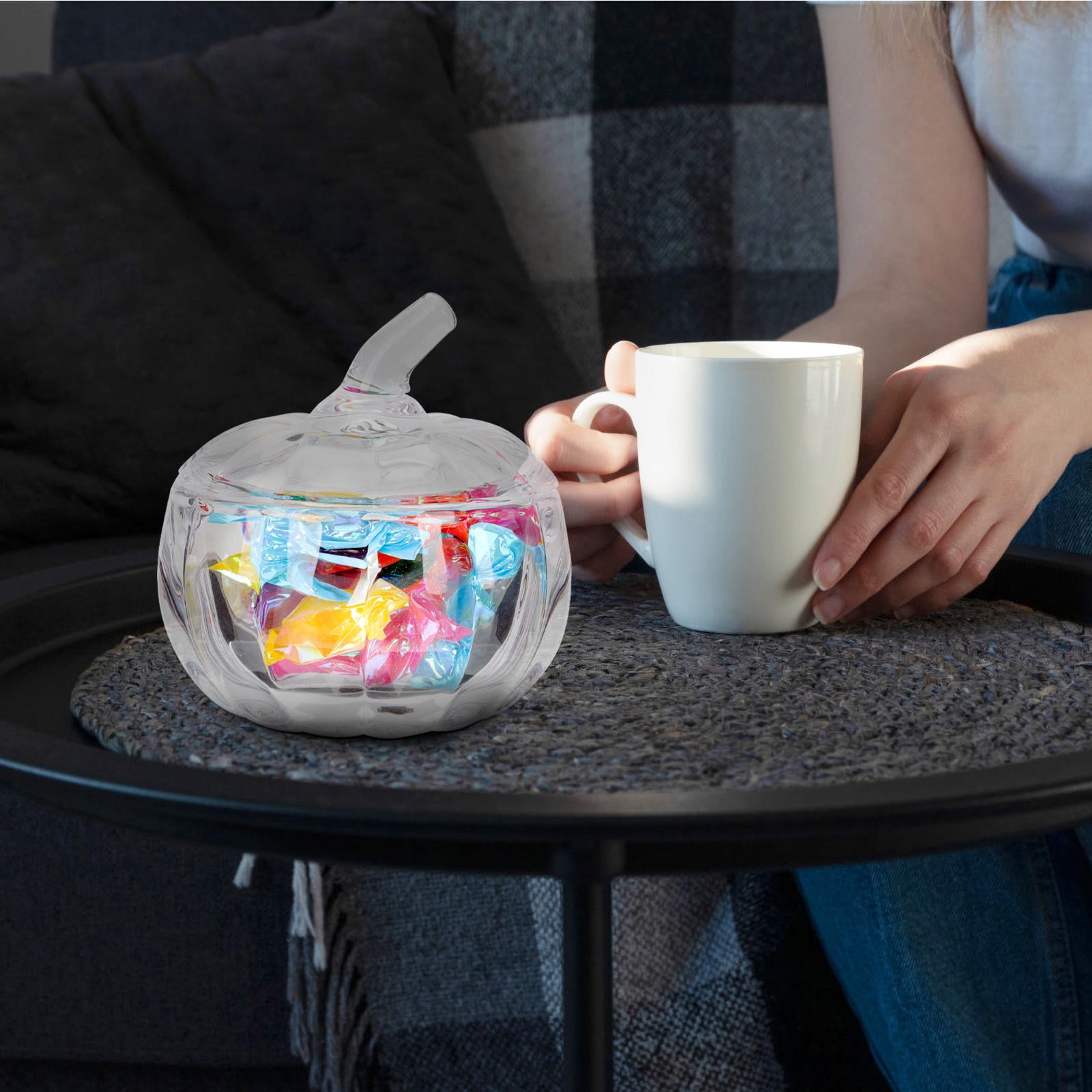 FONDOTIN Sugar Canisters Pumpkin Clear Jar Covered Candy Jars with Lids ...