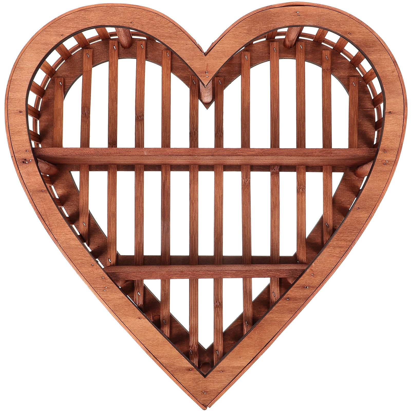 FONDOTIN Wall Mounted Heart Shaped Storage Shelf Light Brown 1Pcs 15 ...