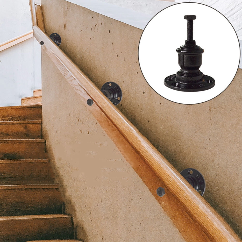 FONDOTIN Wall Mounted Handrail Bracket 1Pcs Black Iron for Stairway ...