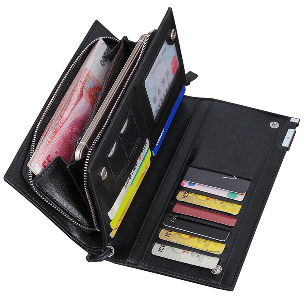 FONDOTIN Wallet for Men with Zipper 1Pack Black Color Rectangular Shape ...