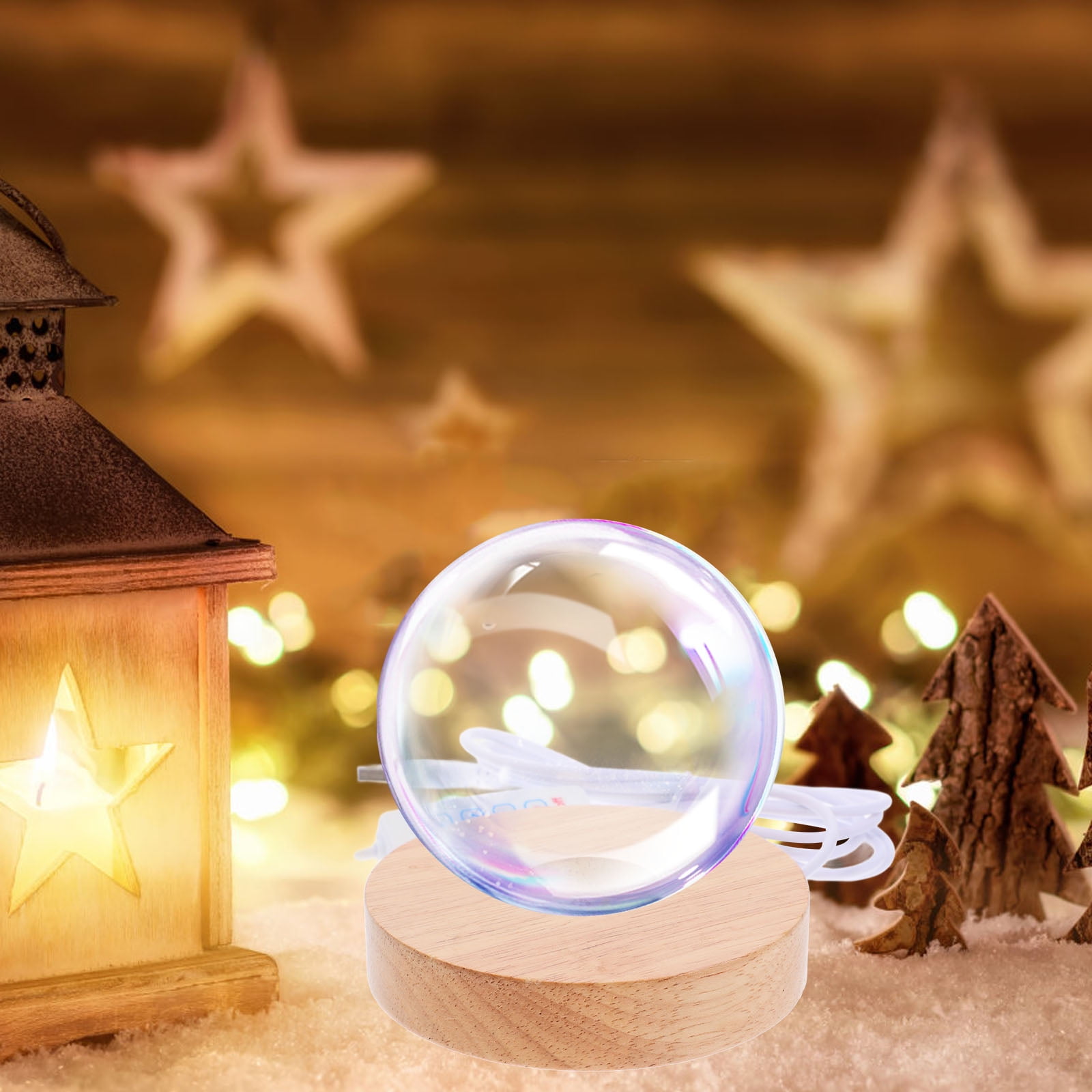 FONDOTIN Wooden Lamp Base Led Light Display Stand For Gazing Ball ...