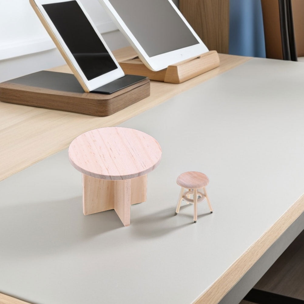 FONDOTIN Wooden Miniature Dollhouse Table and Chairs Set Unfinished ...