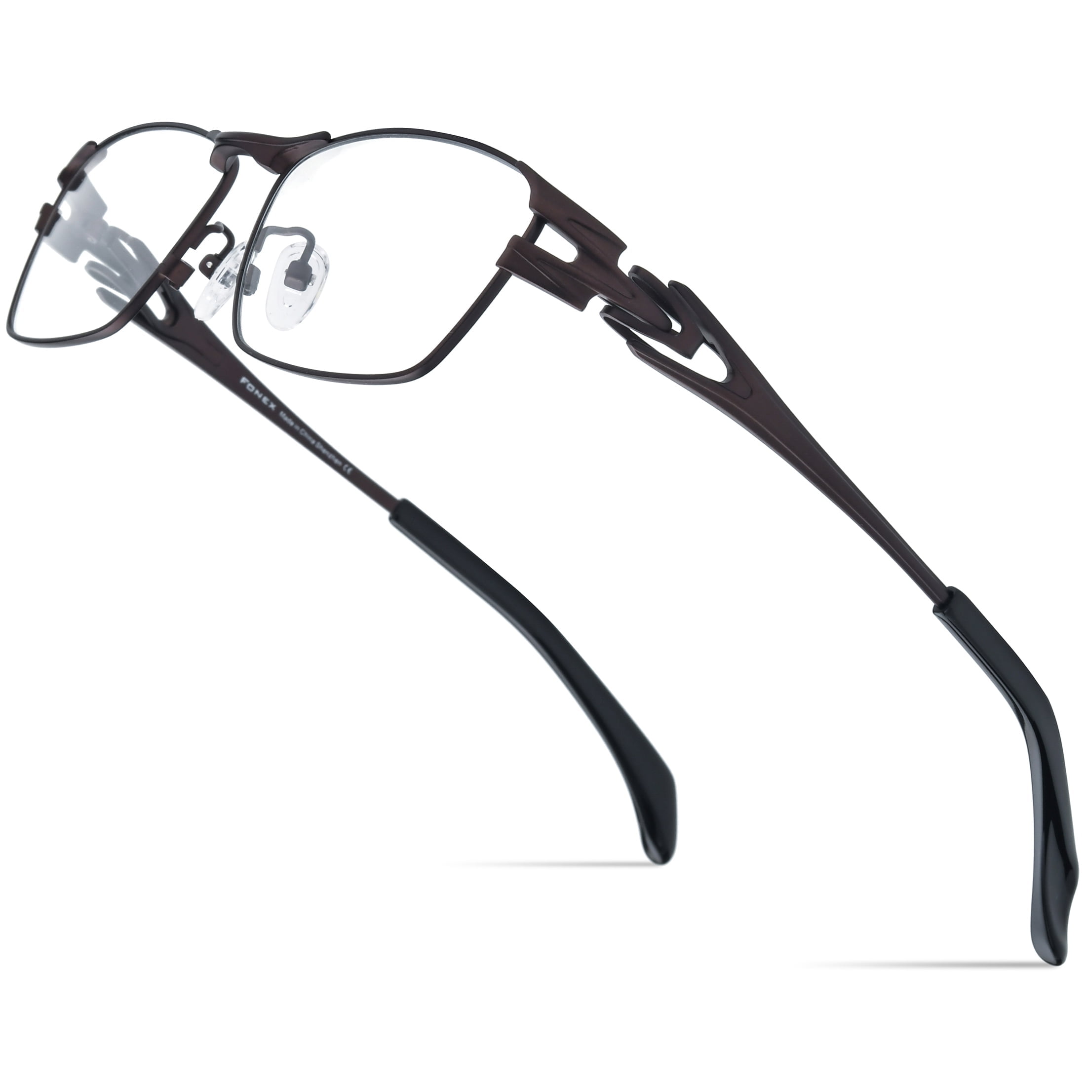 FONEX Pure Titanium Glasses Frame Men Square Eyeglasses Optical Eyewear ...
