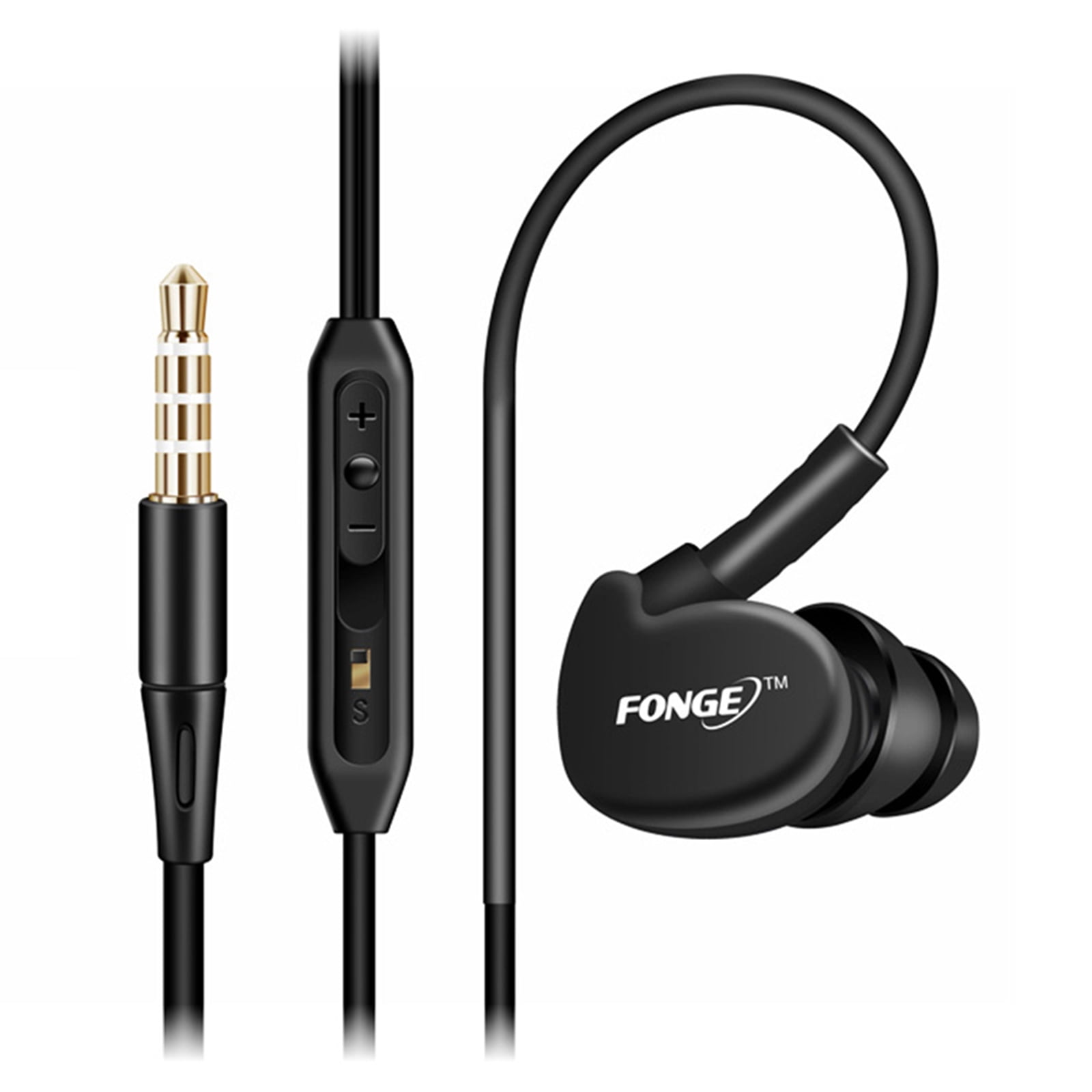 FONGE S500 Wired In-ear Waterproof Earphones Ear Hook Earbuds Stereo ...