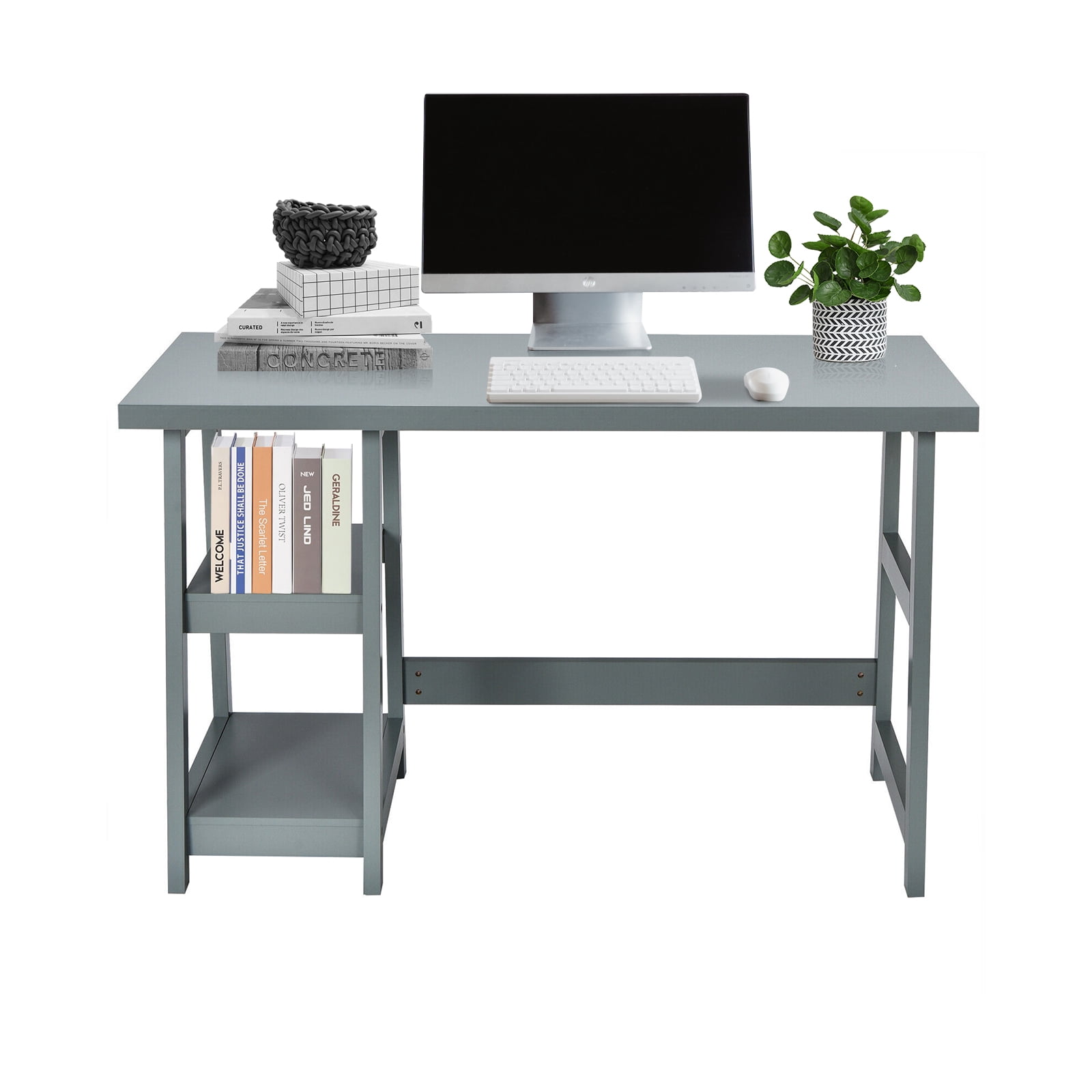FONIRRA 47.5'' Modern Writing Desk with Removable Shelves, Home Office ...