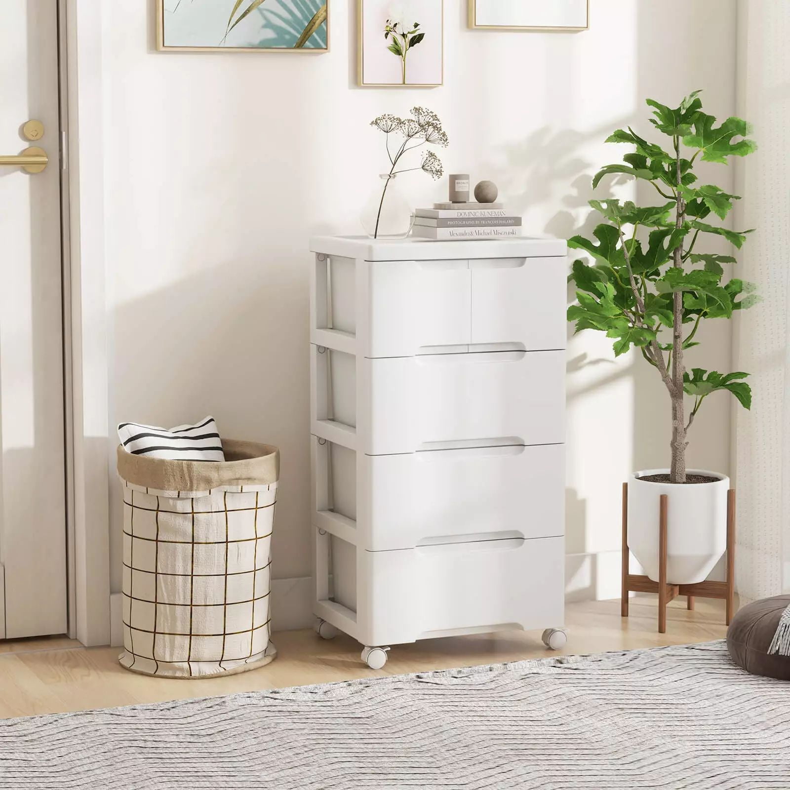 FONIRRA 5 Drawer Plastic Rolling Storage Cart With 4 Universal Wheels ...