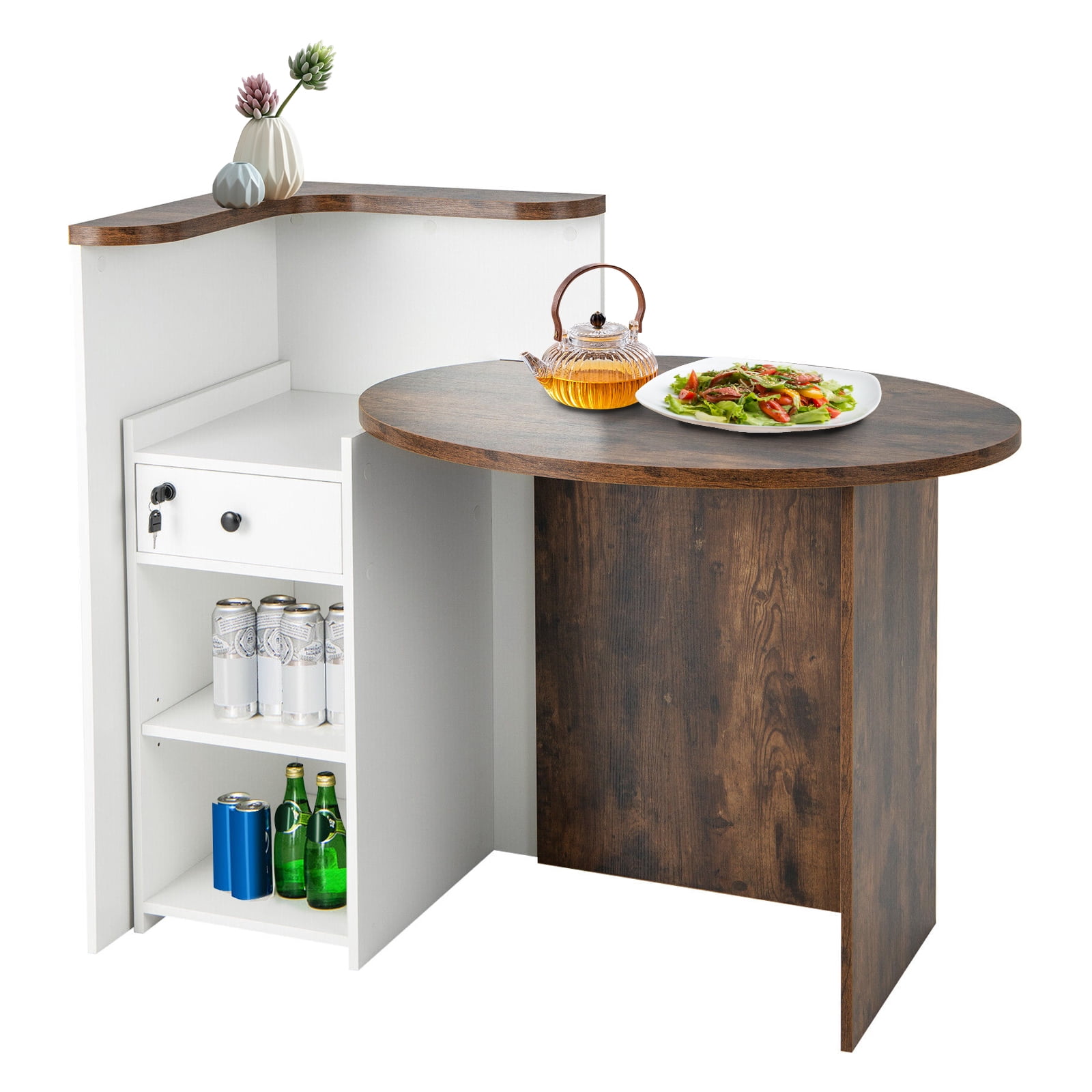 FONIRRA Front Desk Reception Counter with Open Shelf & Adjustable Shelf ...