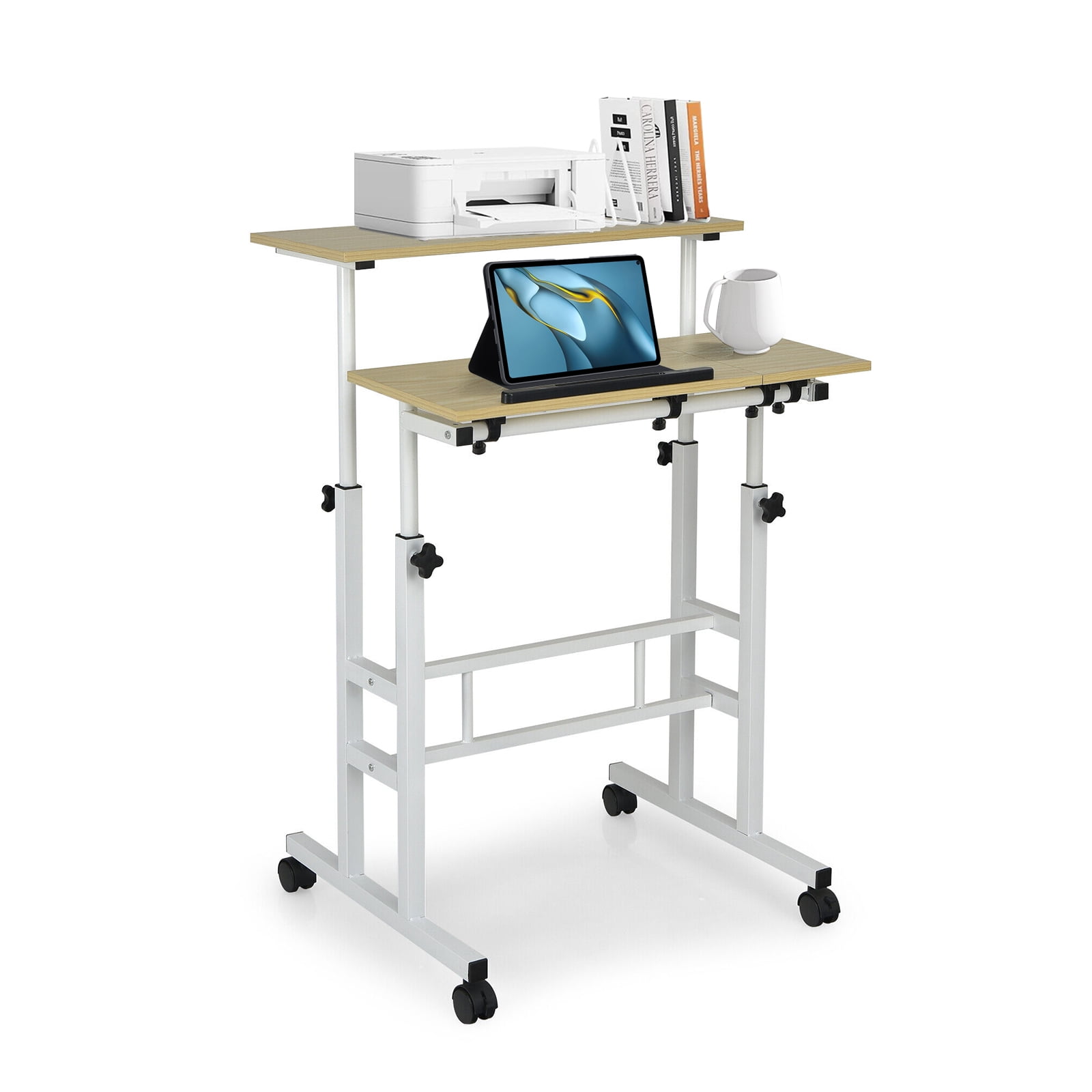 FONIRRA Height Adjustable Mobile Laptop Sit-Stand Desk with Adjustable ...