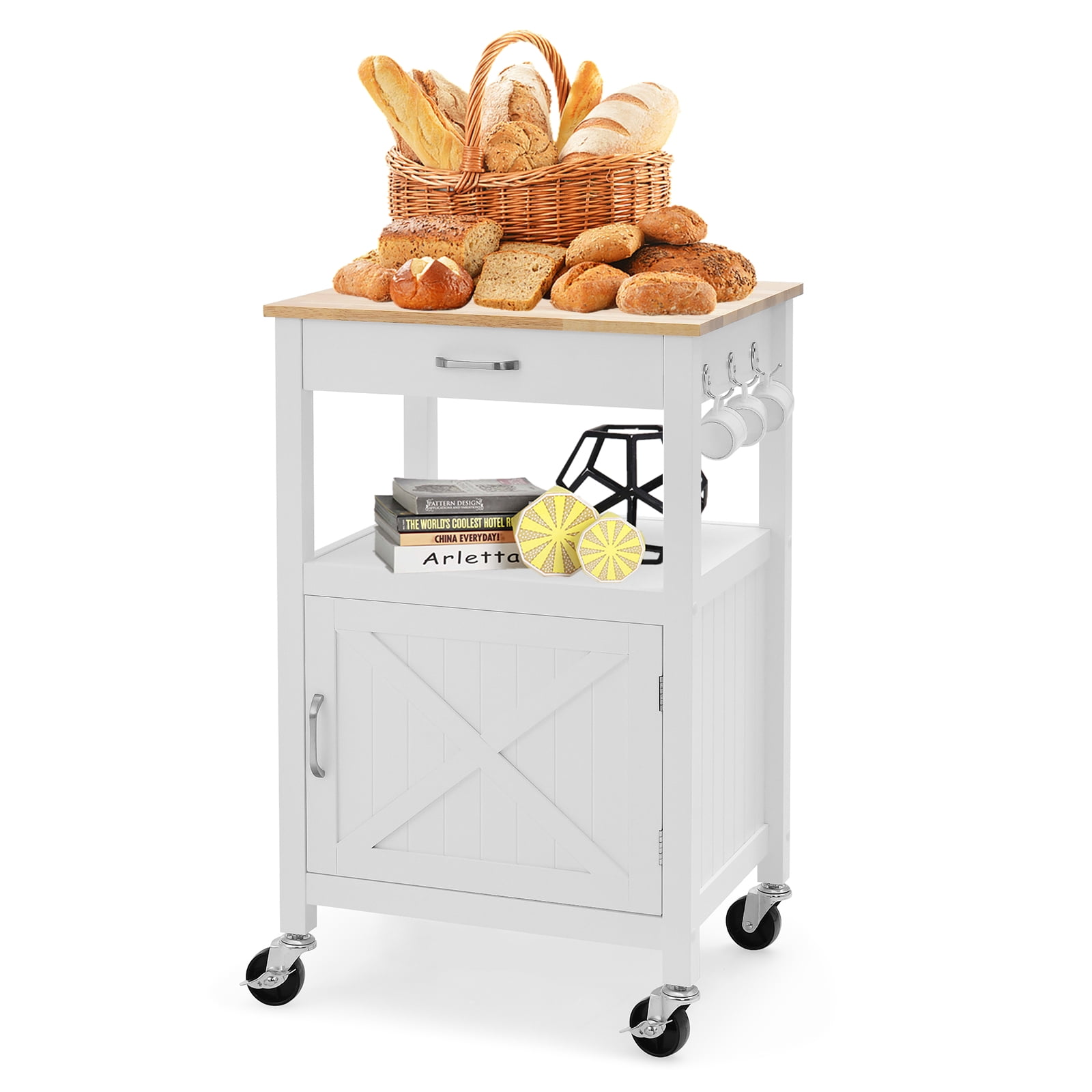 FONIRRA Kitchen Island with Wheels, Rolling Carts with Wheels & Metal ...