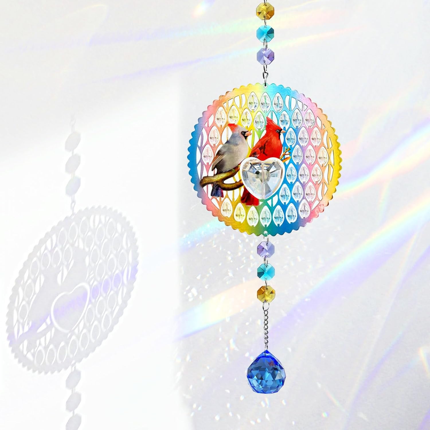 FONMY Cardinal Suncatchers Red Birds Sun Catcher Rainbow Maker w/ K9 ...