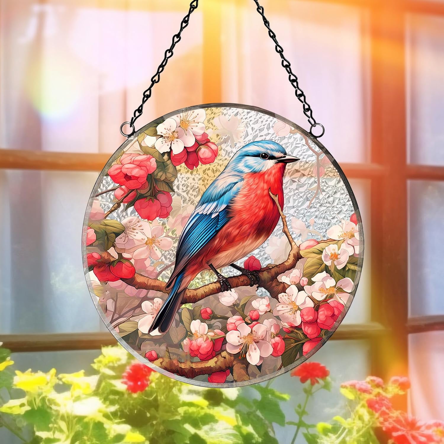 FONMY Glass Window Suncatcher-Blue Bird, Glass Window Hanging Decor ...