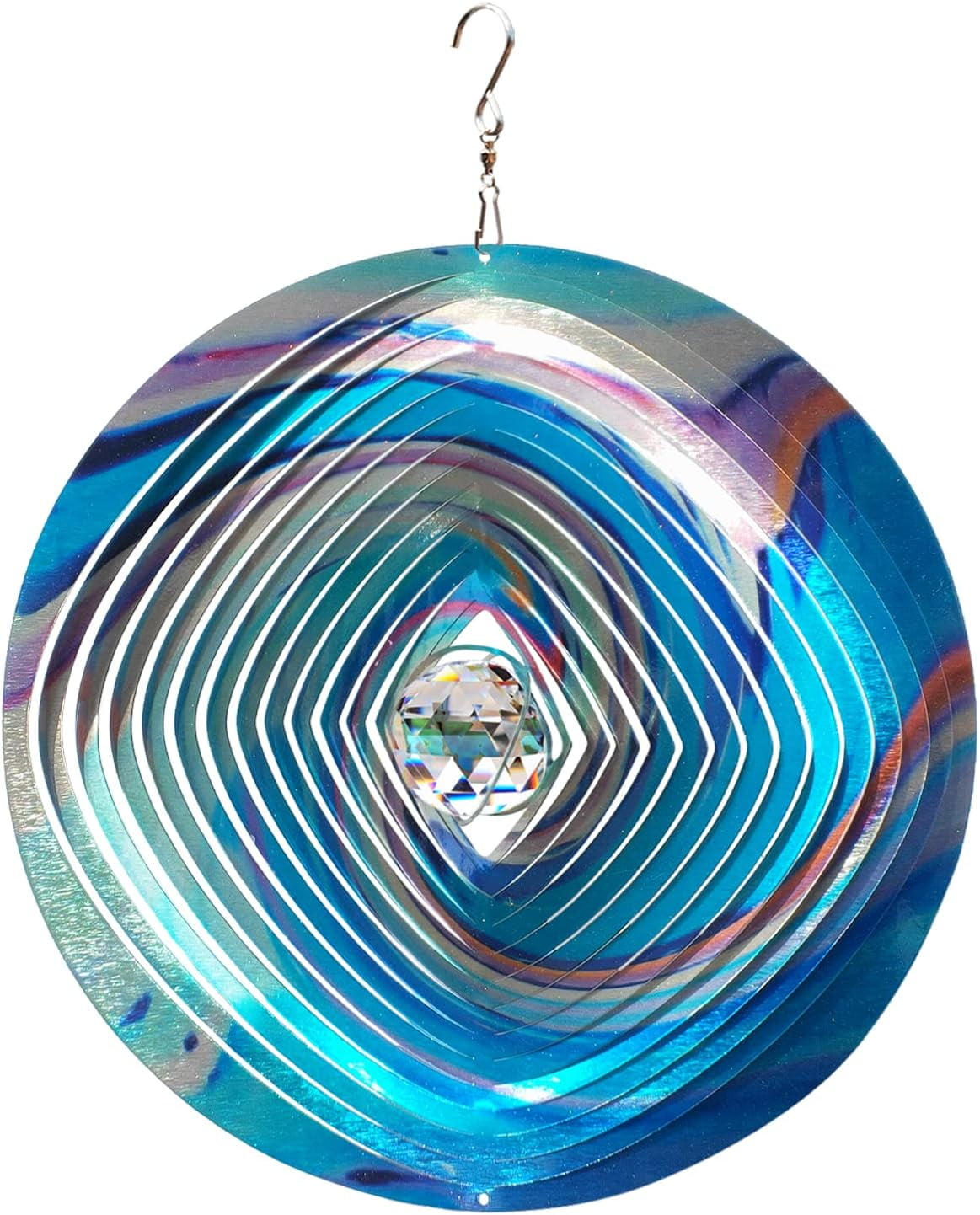 FONMY Mandala Wind Spinner w/Crystal Ball 3D Stainless Steel Hanging ...