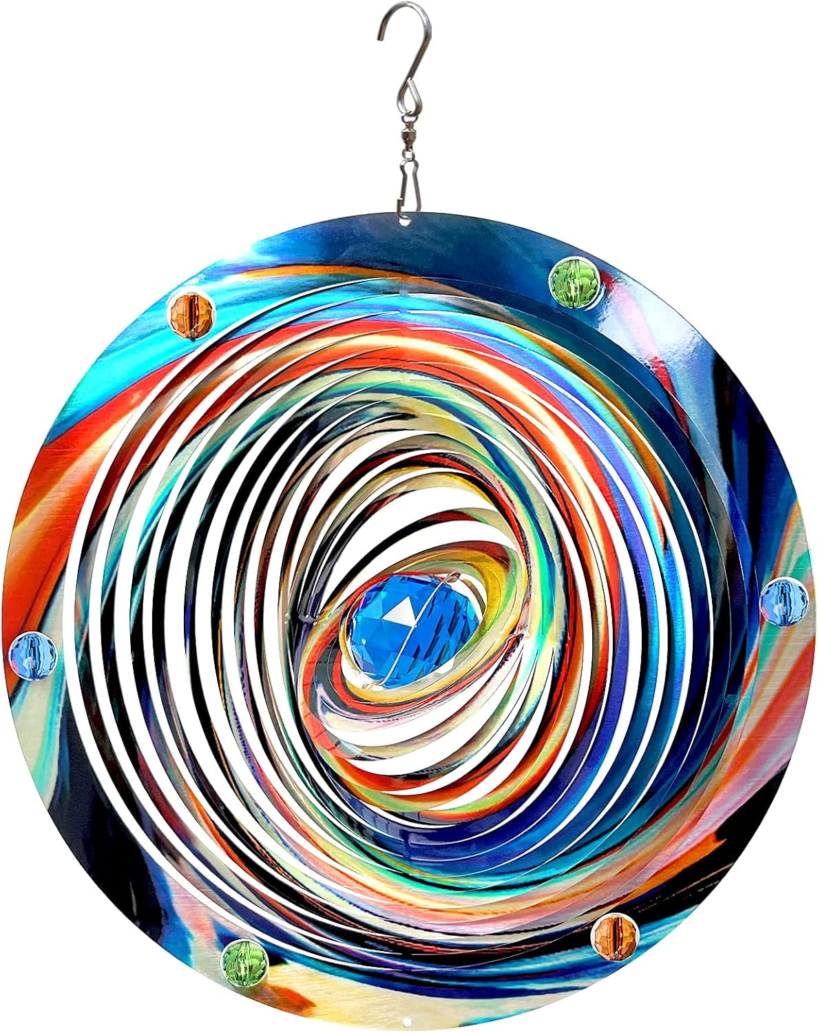 FONMY Mandala Wind Spinner w/Crystal Ball-Blue Planet 3D Stainless ...