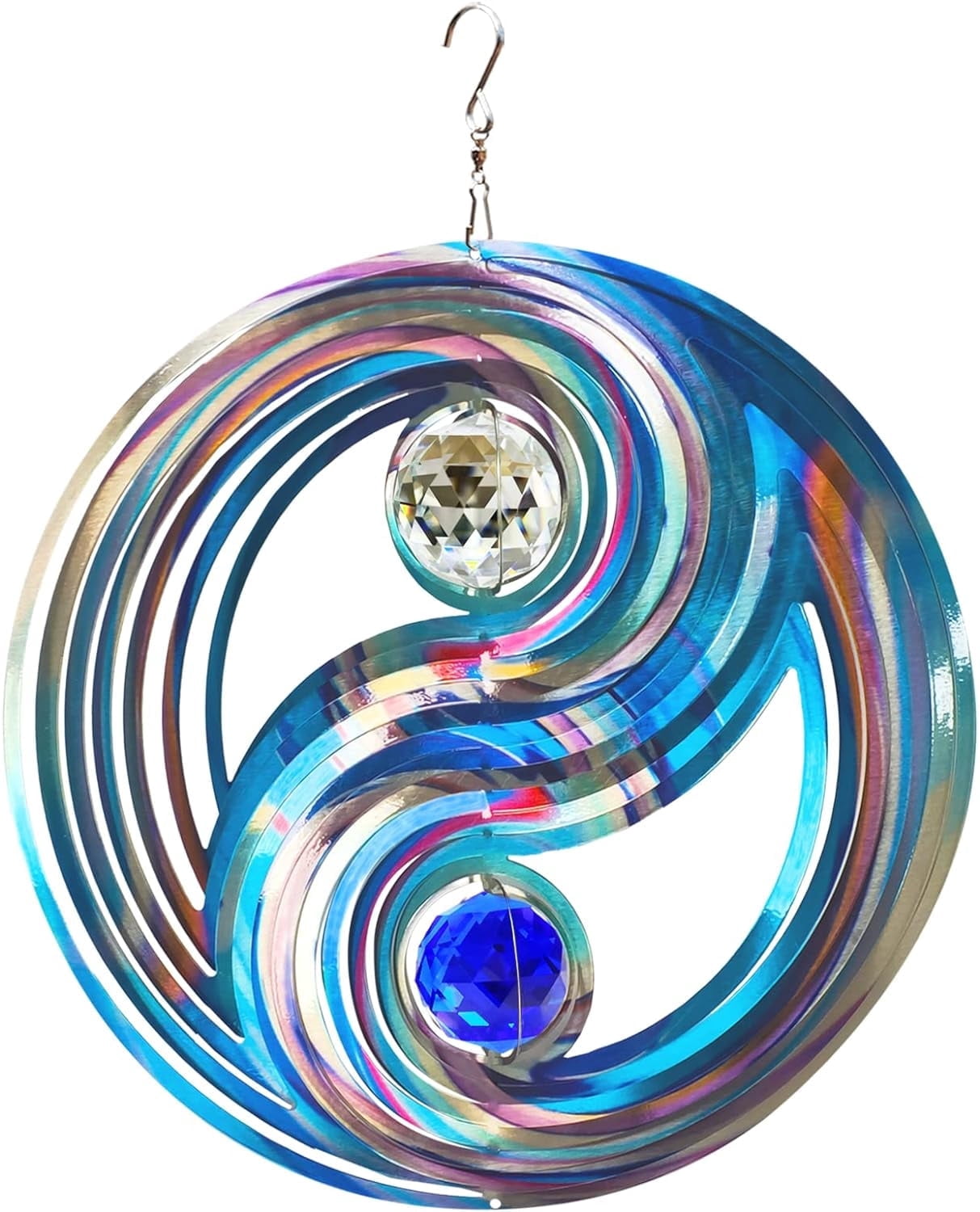 FONMY Mandala Wind Spinner with Crystal Ball – 3D Stainless Steel ...