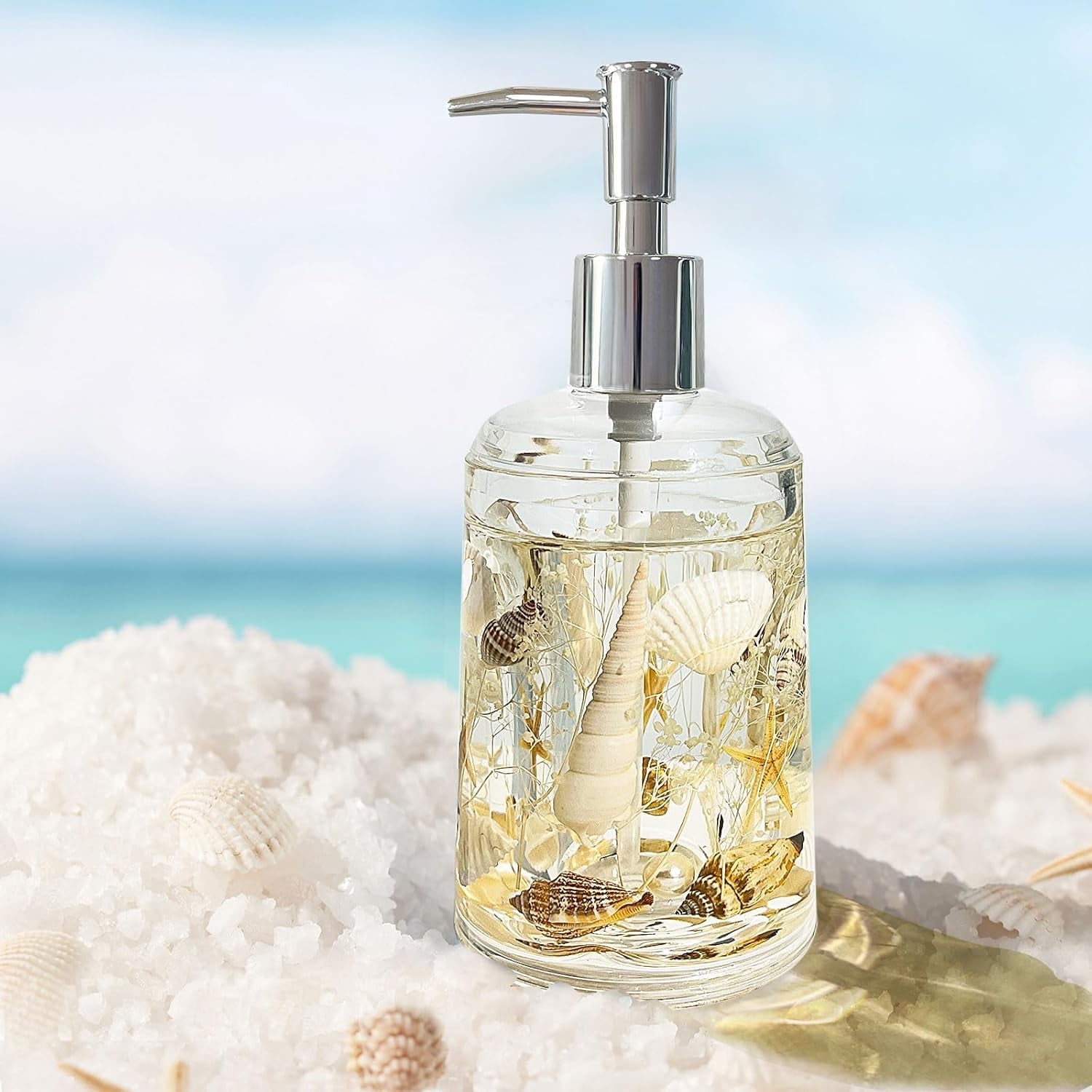 FONMY Soap Dispenser with Pump Acrylic w/Nature Seashell Handmade ...