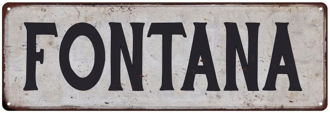 FONTANA Vintage Look Rustic Metal City State Sign 6 x 18 High Gloss ...