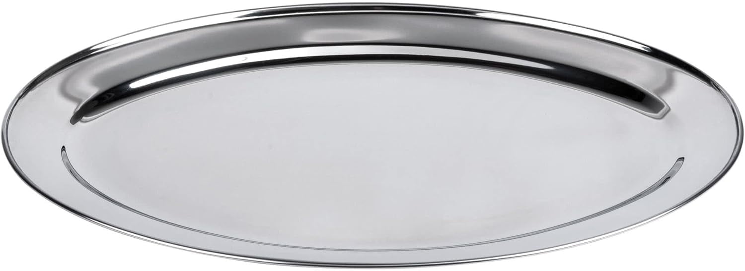 FONTEME 20" Stainless Steel Serving Platter | Oval Silver Food Tray | 3 ...